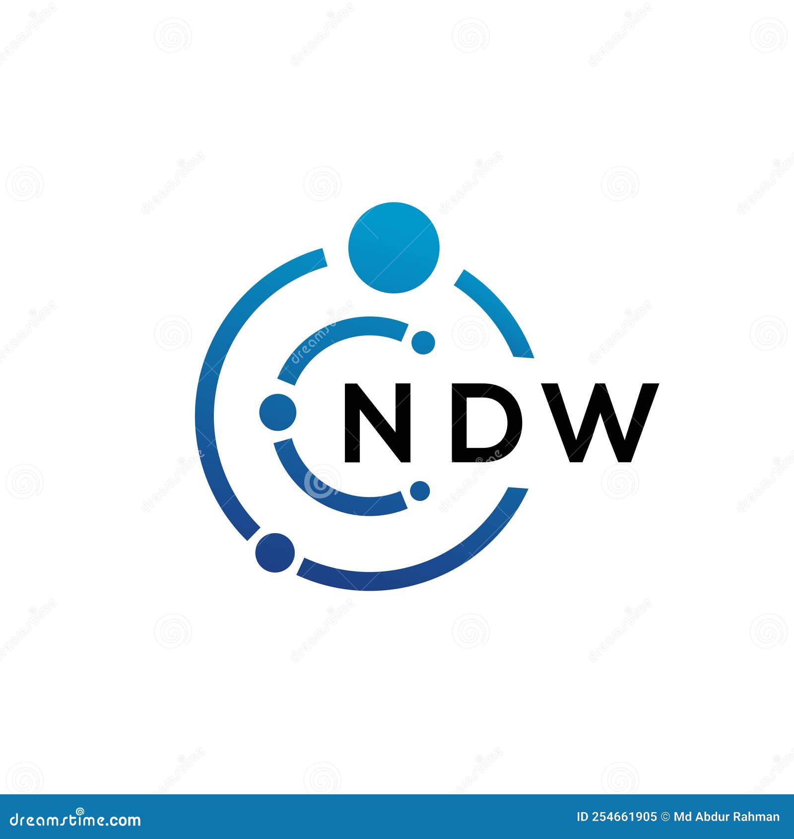 NDW Letter Technology Logo Design on White Background. NDW Creative ...
