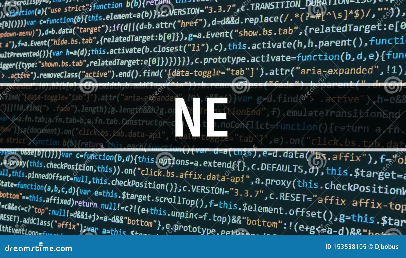 Ne Concept with Random Parts of Program Code. Ne with Programming Code ...