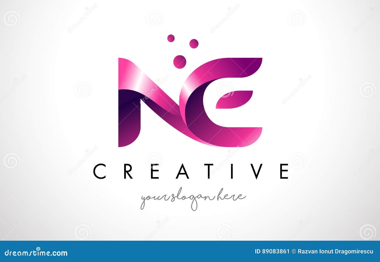 NE Letter Logo Design with Purple Colors and Dots Stock Vector ...