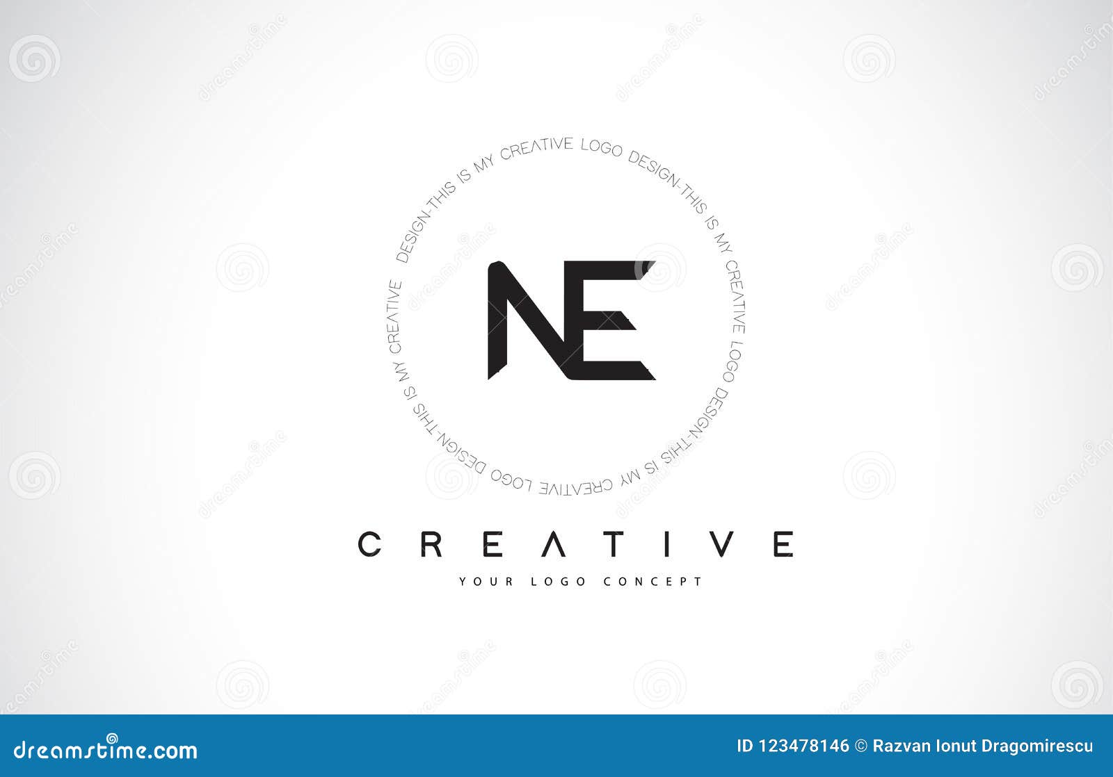 NE N E Logo Design with Black and White Creative Text Letter Vector ...