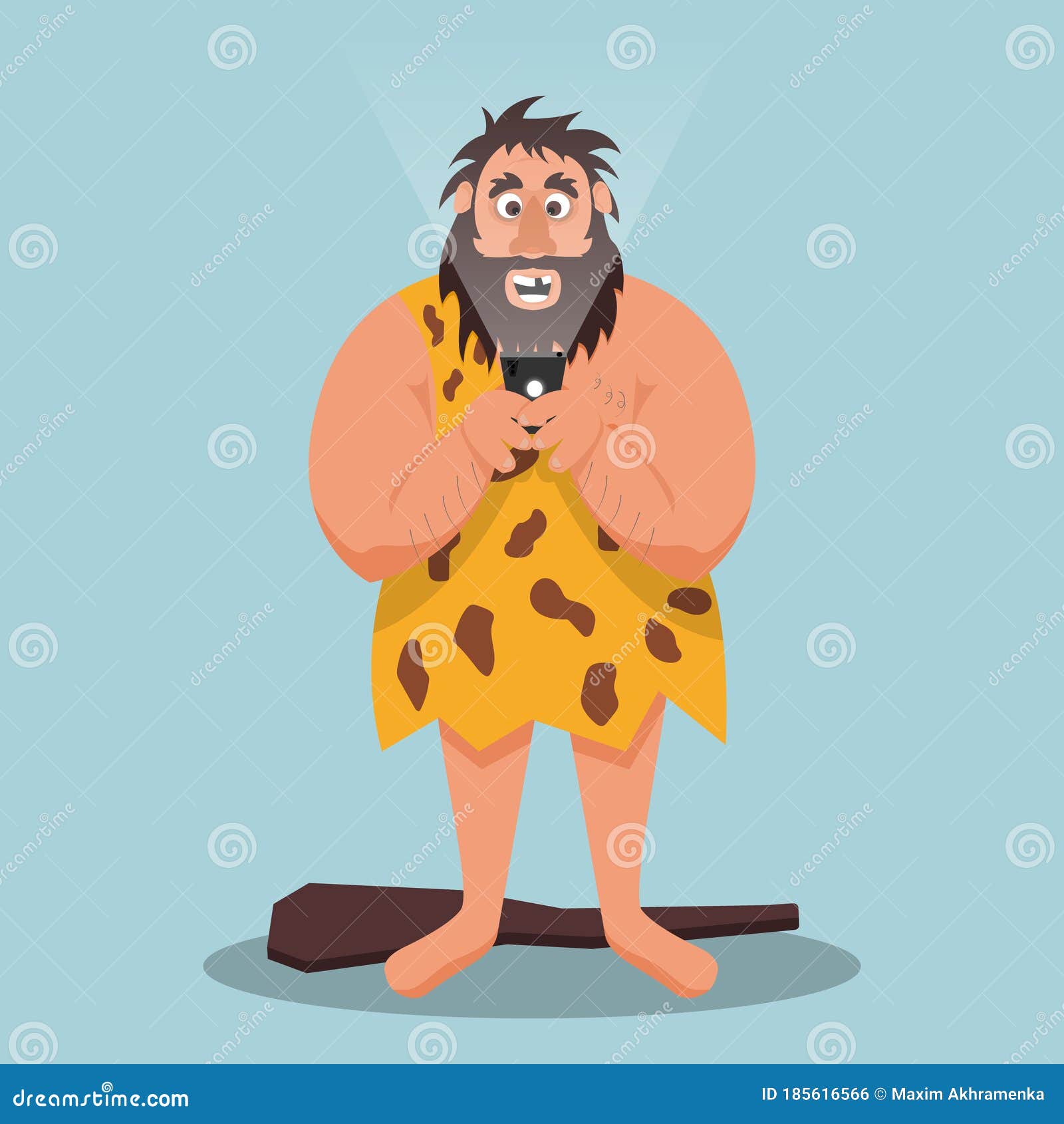 Neanderthal Man Holding Spear Etching Vector Illustration ...