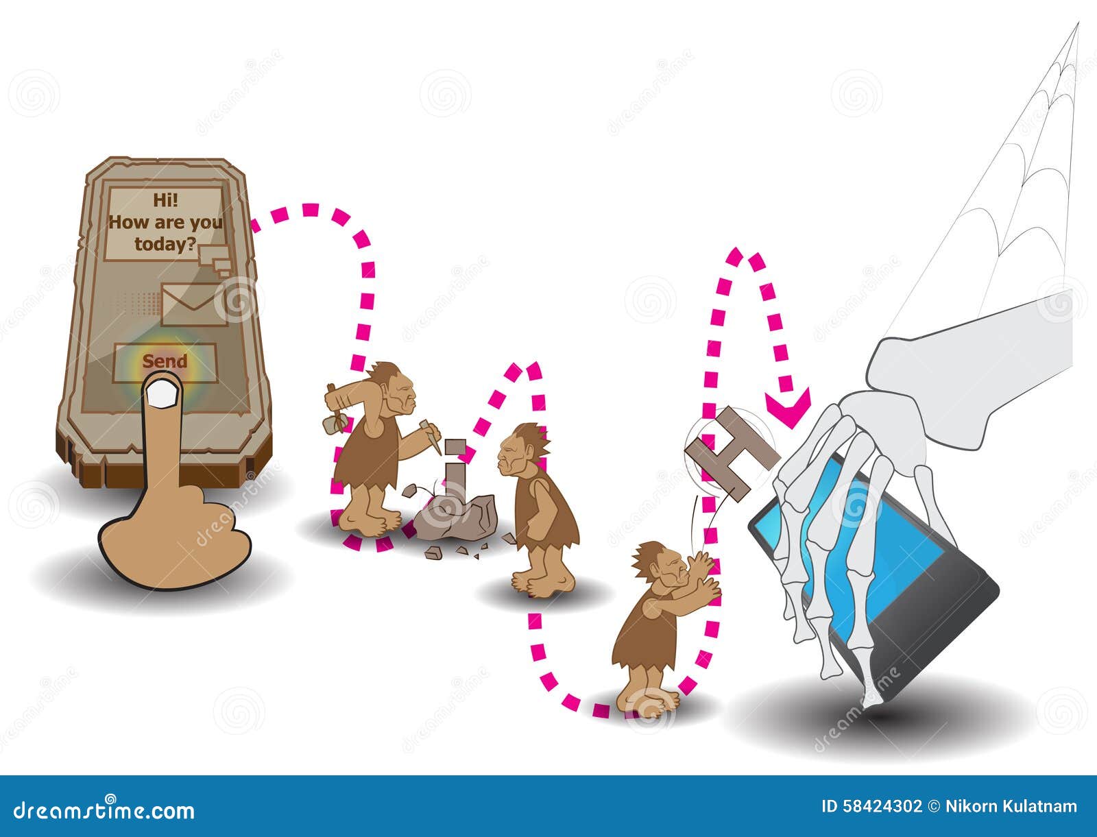 Neanderthaler Mobiele Steen Vector Illustratie - Illustration of ...