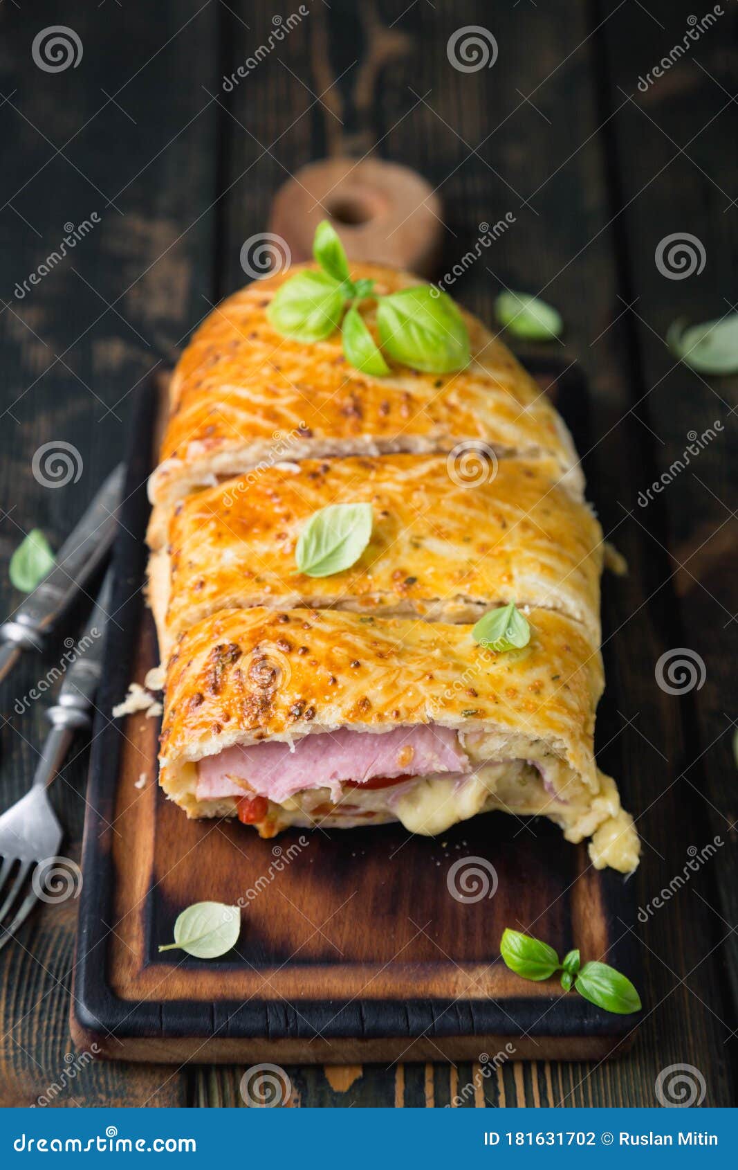 Neapolitan Bread. Cheese and Ham Filled Bread Stock Photo - Image of ...