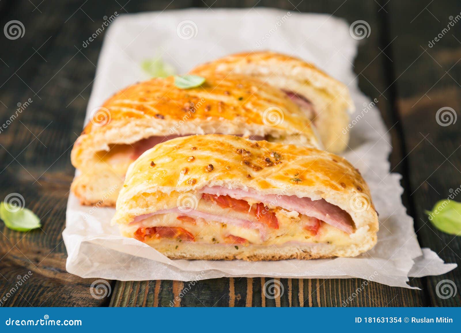 Neapolitan Bread. Cheese and Ham Filled Bread Stock Photo - Image of ...