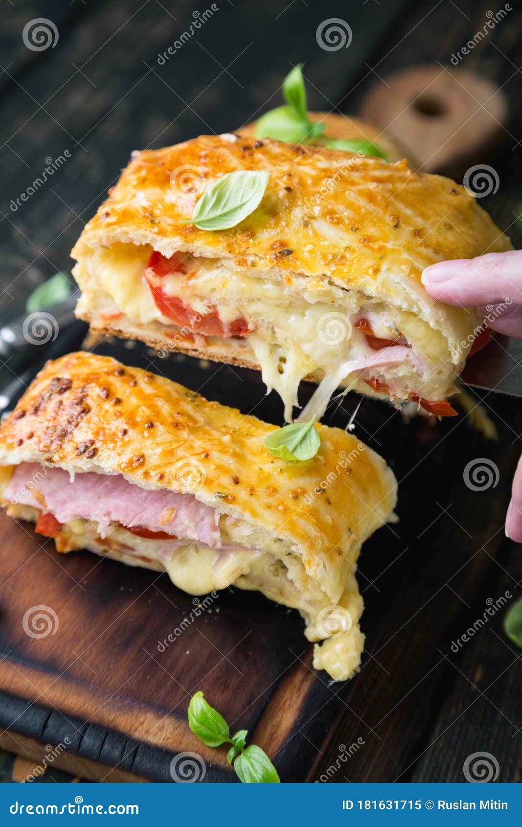 Neapolitan Bread. Cheese and Ham Filled Bread Stock Image - Image of ...