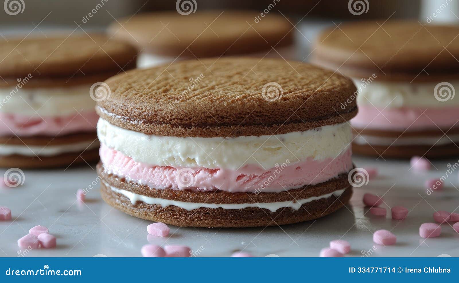 Neapolitan Ice Cream Sandwich Sitting on a Plate Stock Illustration ...