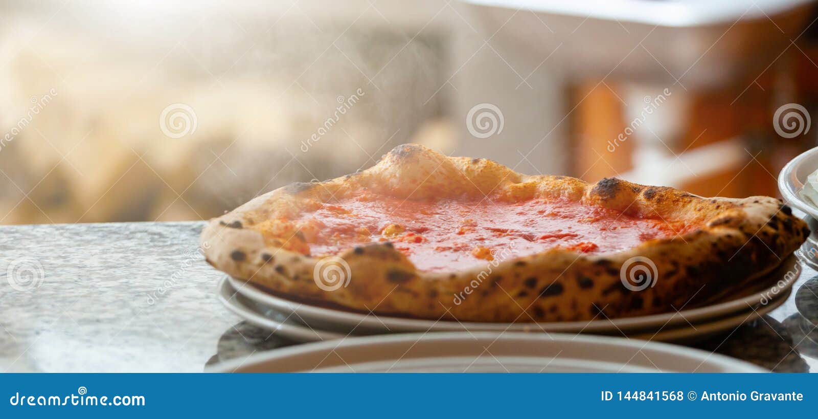 Neapolitan Pizza without Mozzarella Stock Photo - Image of cooked ...
