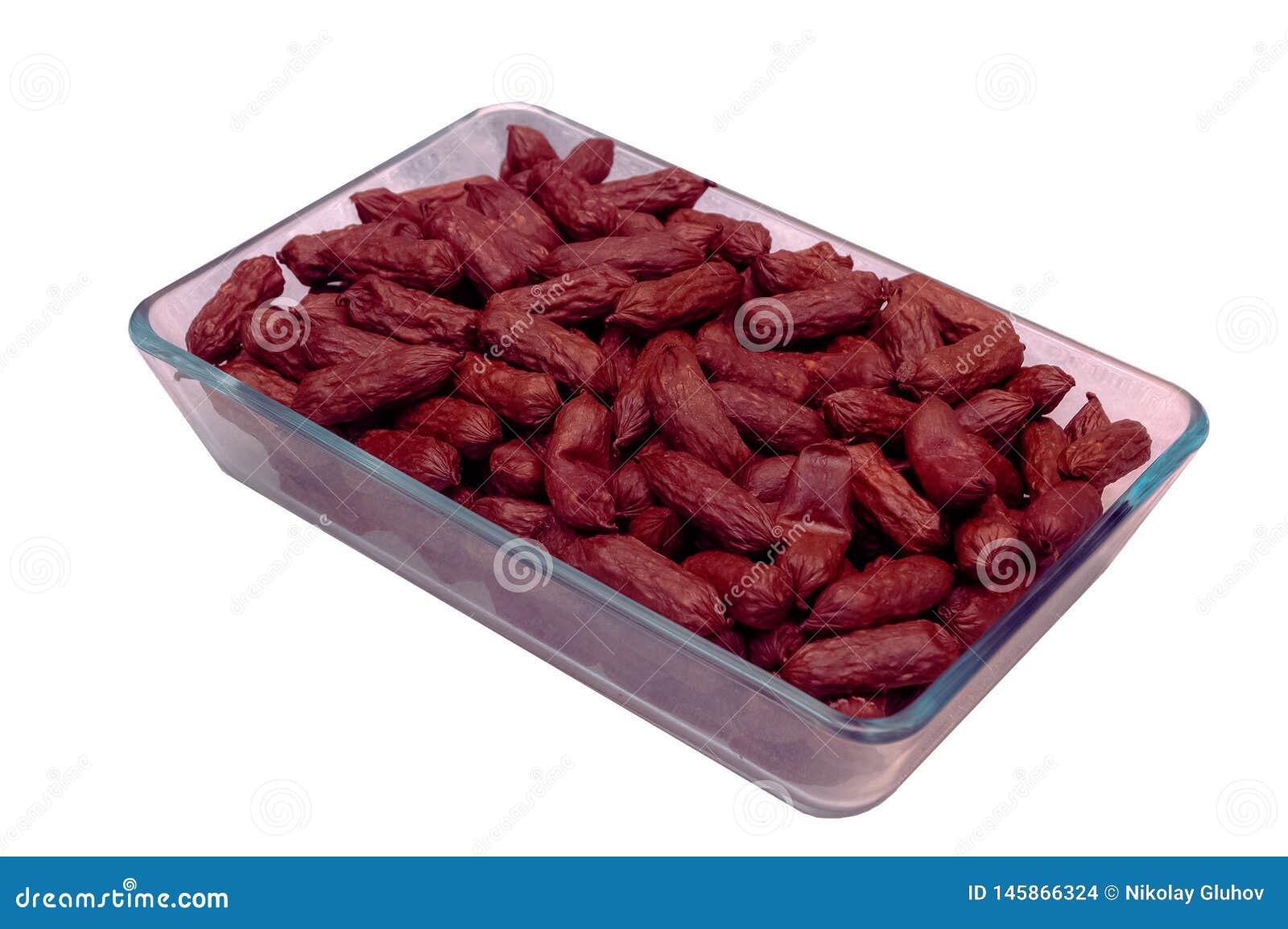 `Neapolitan Sausages` in a Glass Rectangular Plate on a White ...