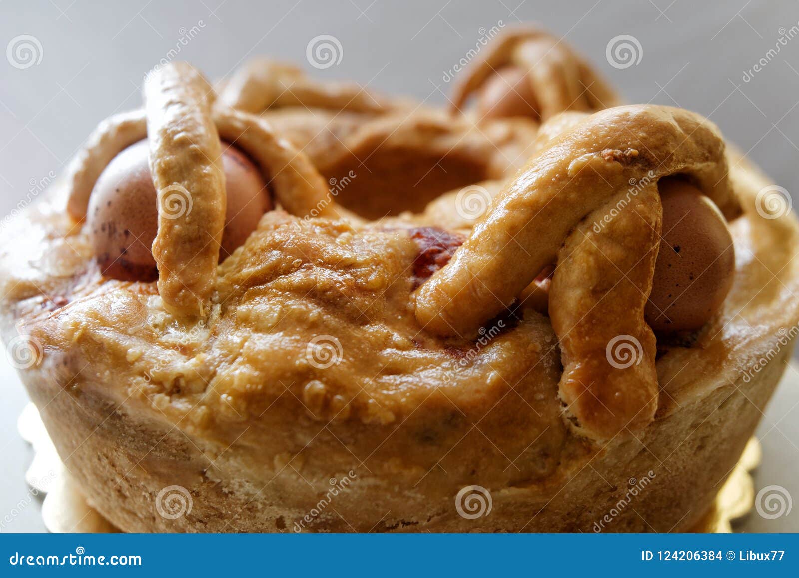 Neapolitan Stuffed Easter Bread Casatiello Closeup Stock Photo - Image ...