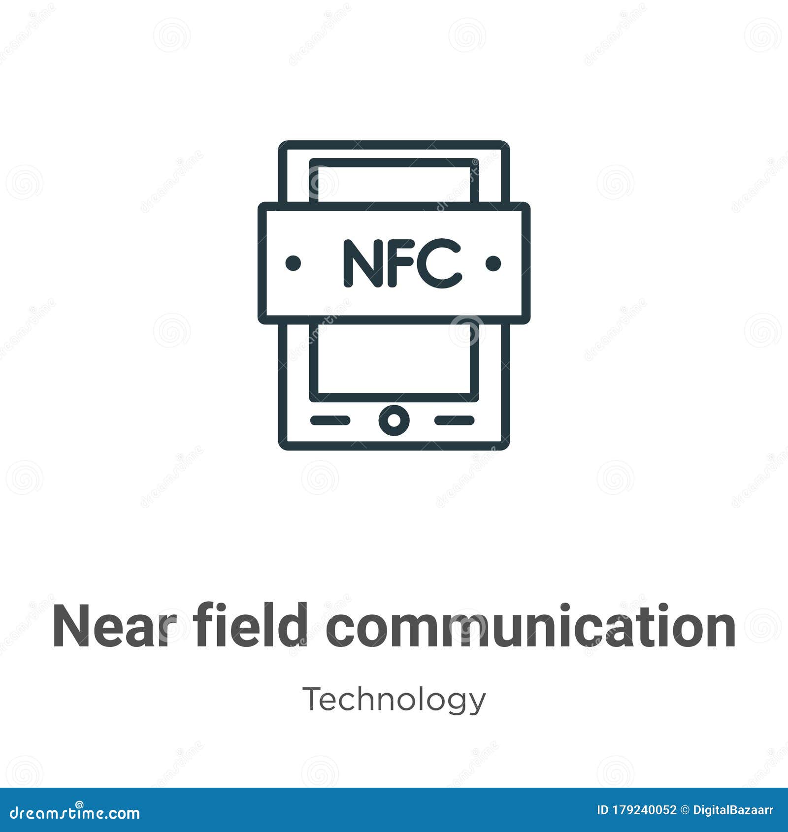 Near Field Communication Outline Vector Icon. Thin Line Black Near ...
