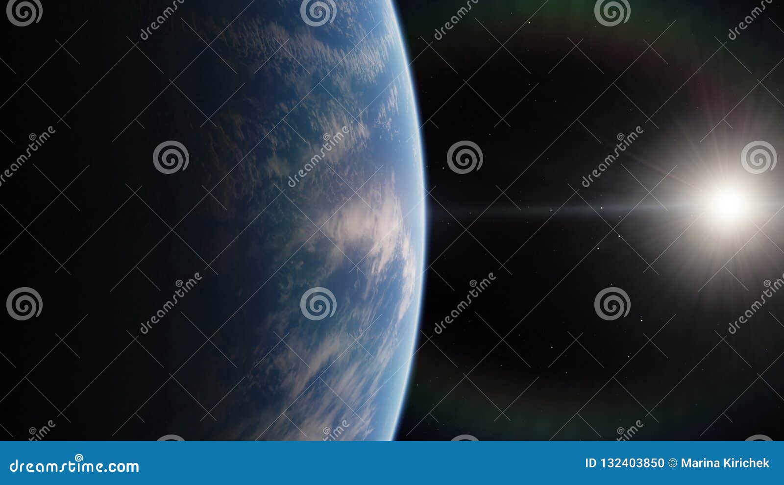 Near Space, Earth, Blue Planet. Stock Illustration - Illustration of ...