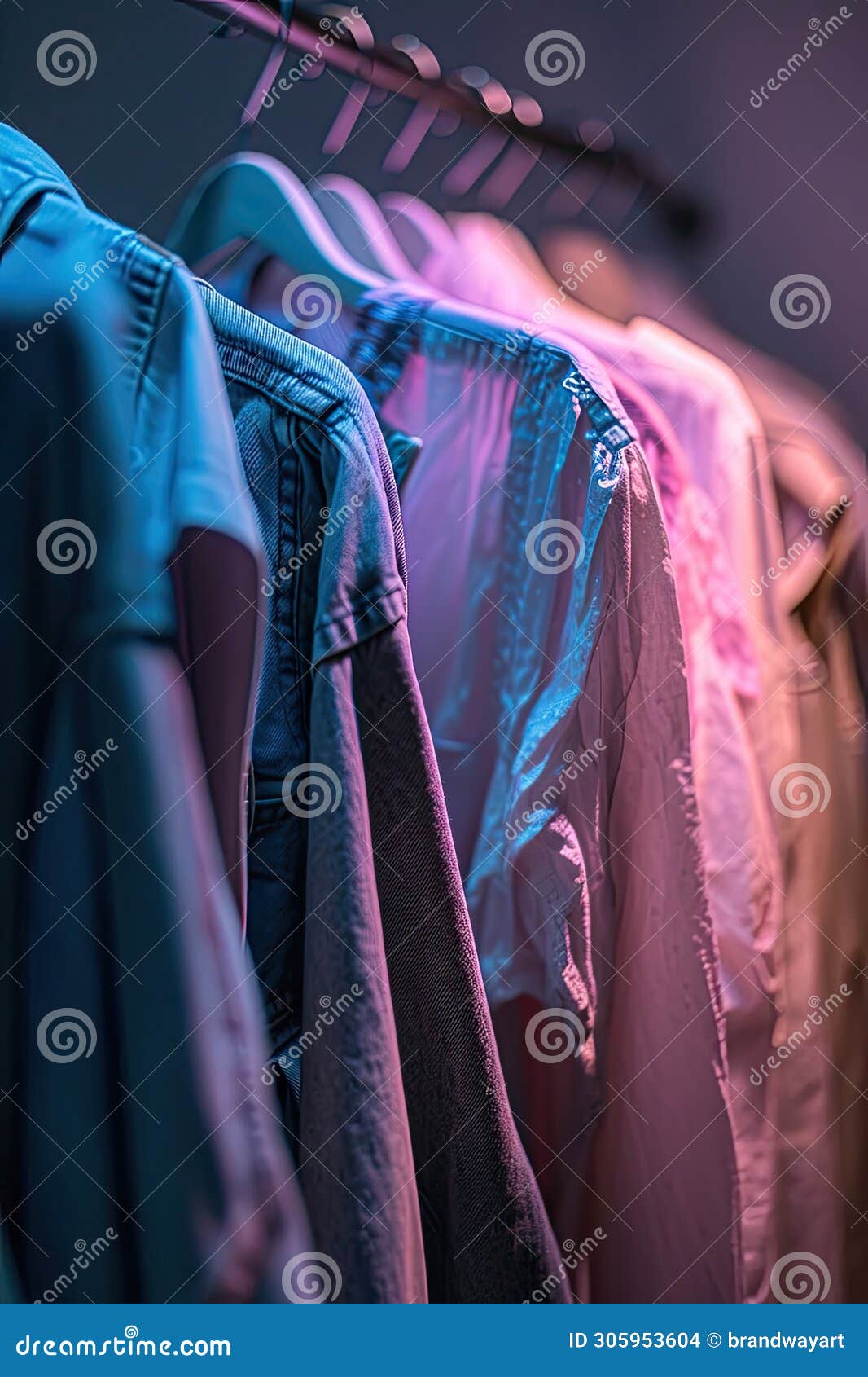 Array of Colorful Shirts on Clothes Rack Stock Illustration ...
