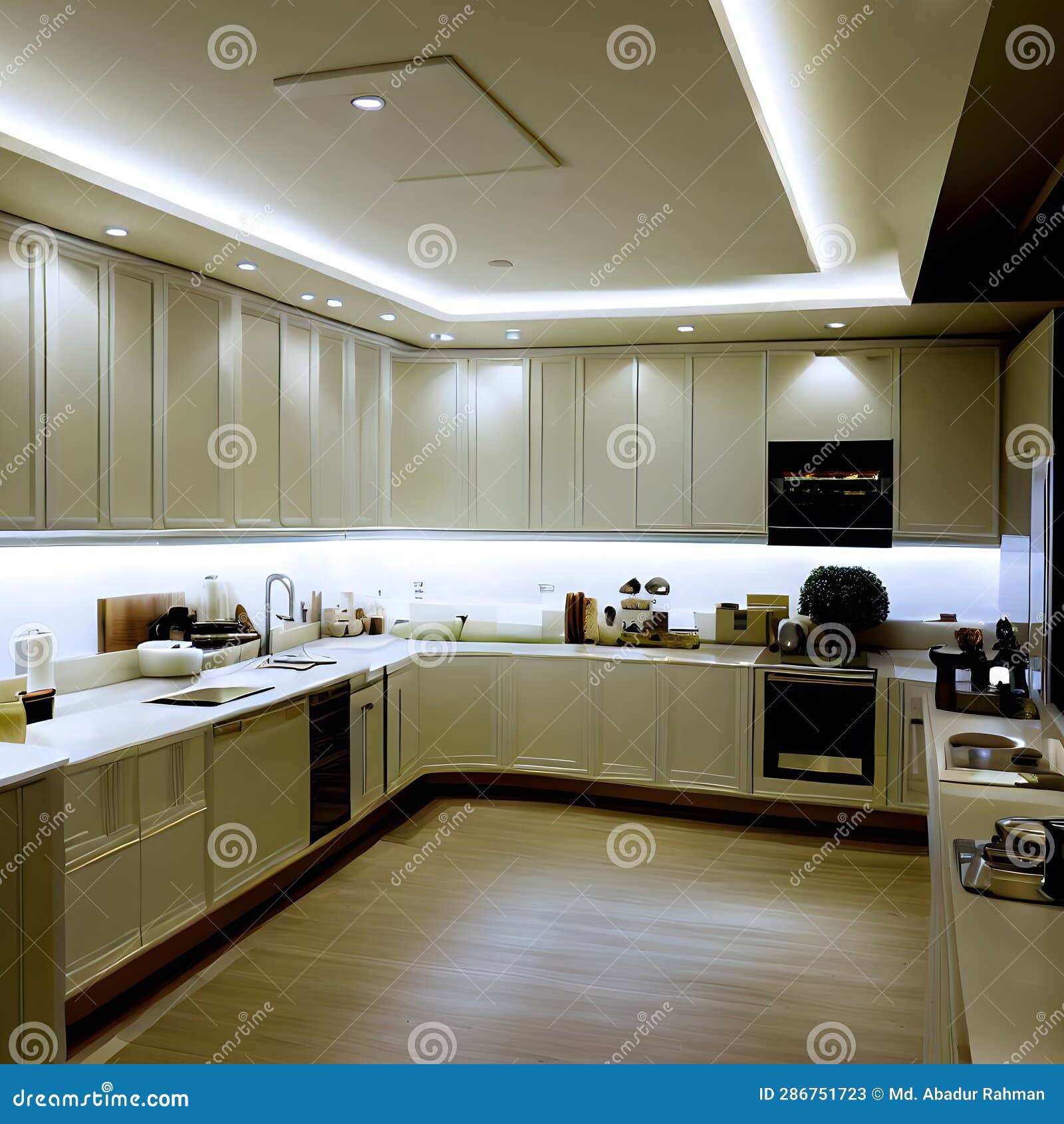 Neat and Clean Kitchen Room Interior with Well Arranged Kitchen ...