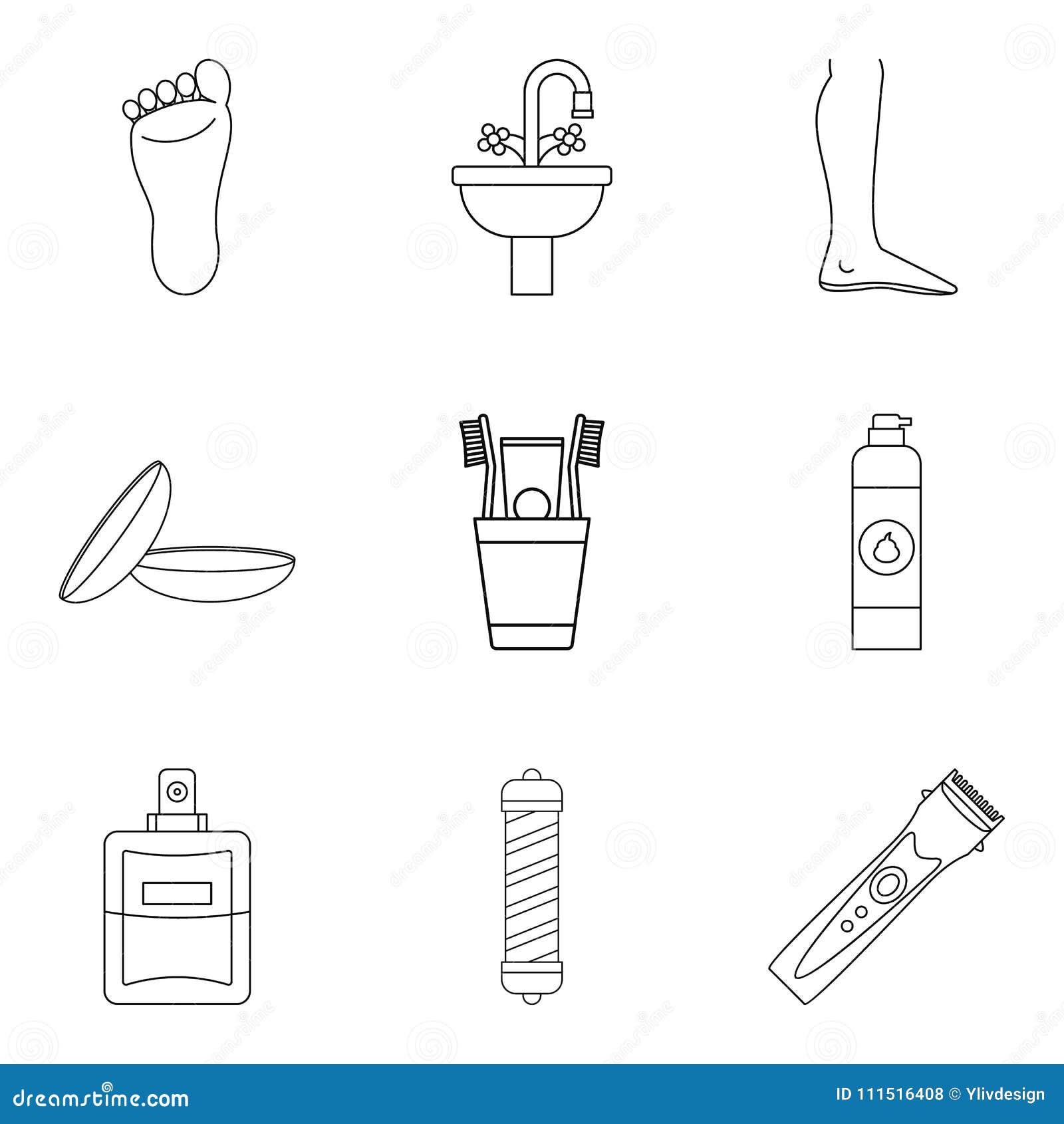 Neat Icons Set, Outline Style Stock Vector - Illustration of bathe ...