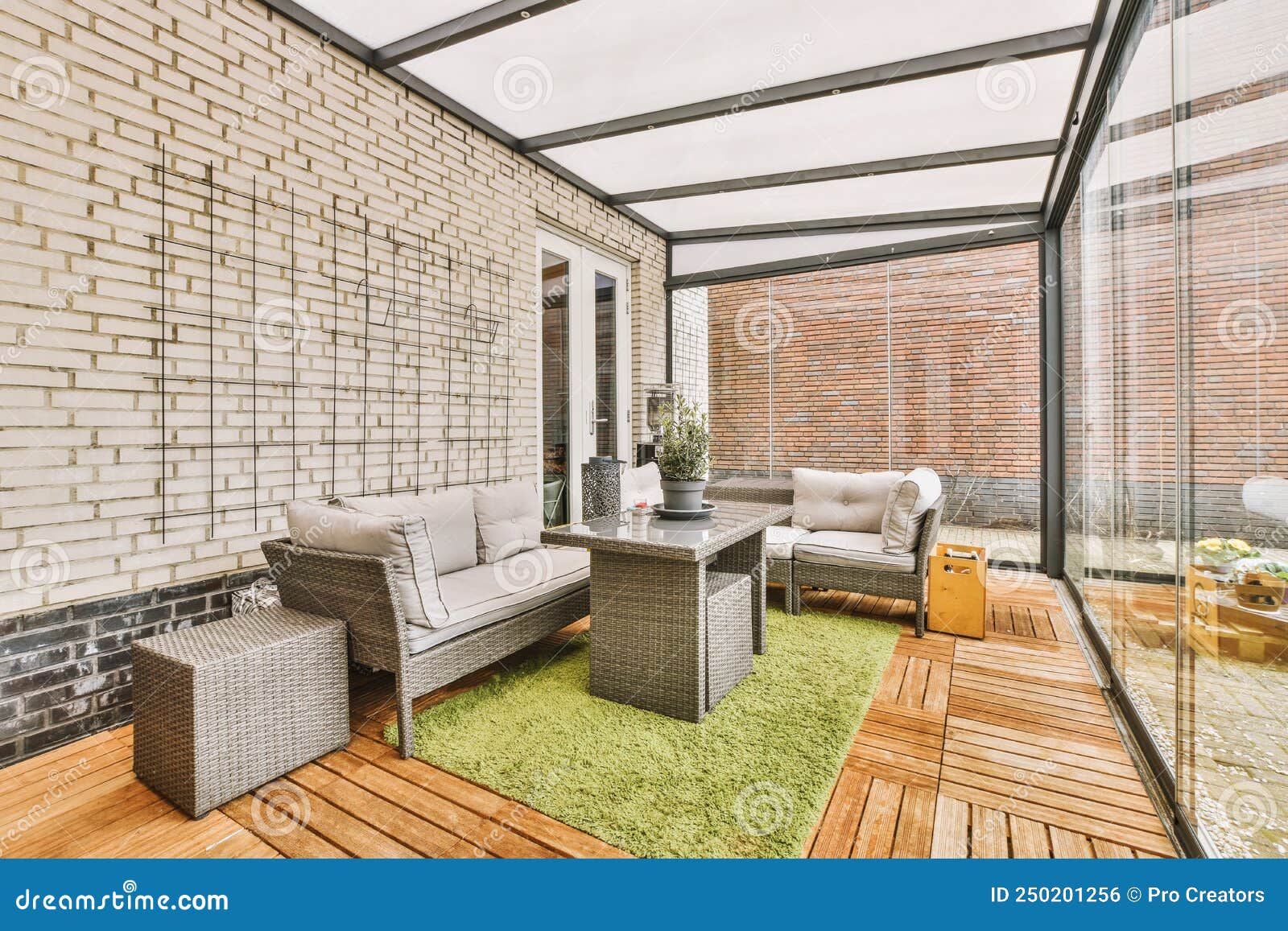 Neat Patio with Sitting Area Stock Photo - Image of backyard, outside ...