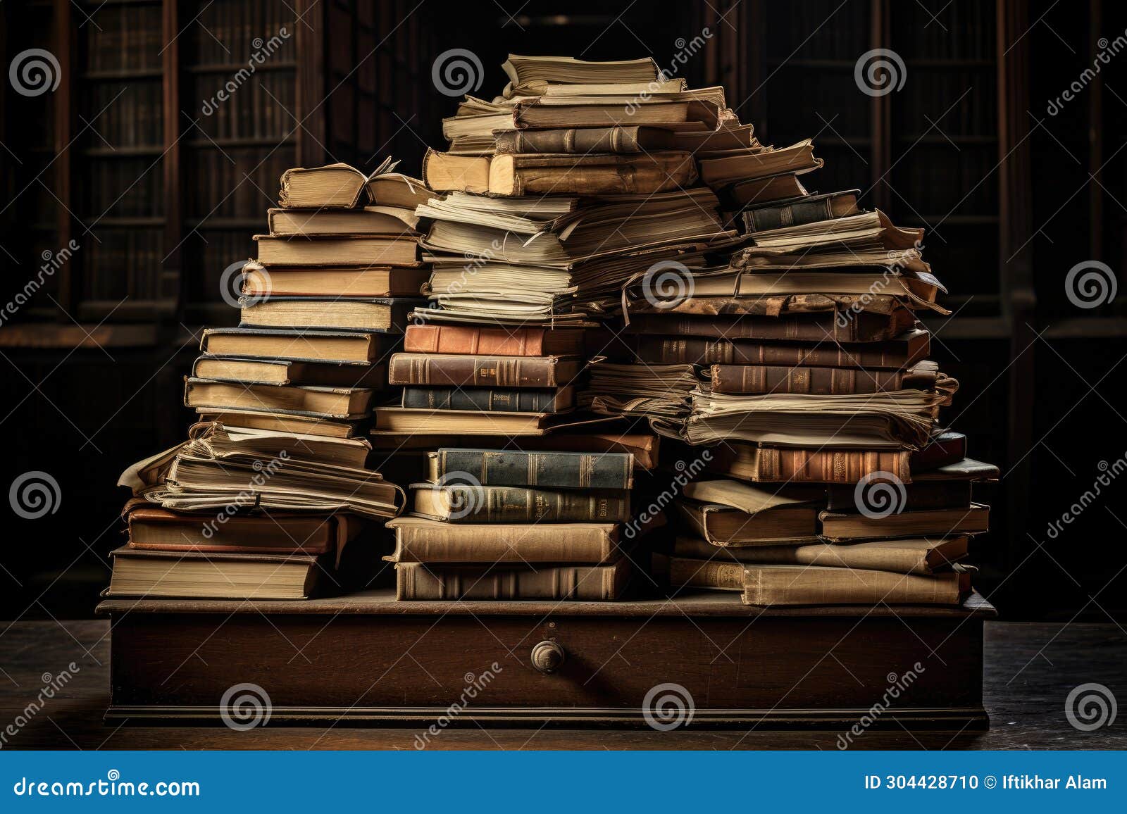 A Neat Pile of Books Gracefully Assembled on Top of a Solid Wooden Box ...