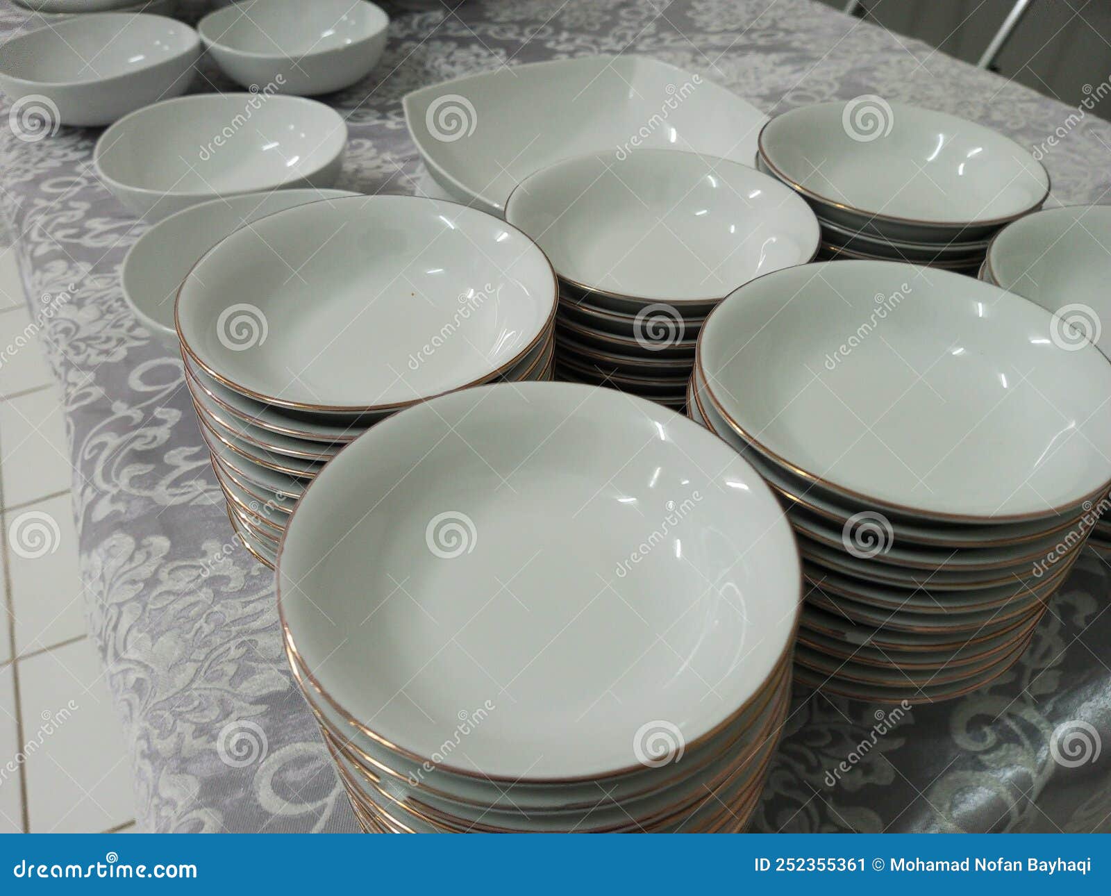 Neat Plates and Bowls on the Dinner Table at the Wedding Stock Image ...
