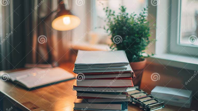 Neat Stack of Business Reports on a Shiny Office Desk Stock ...