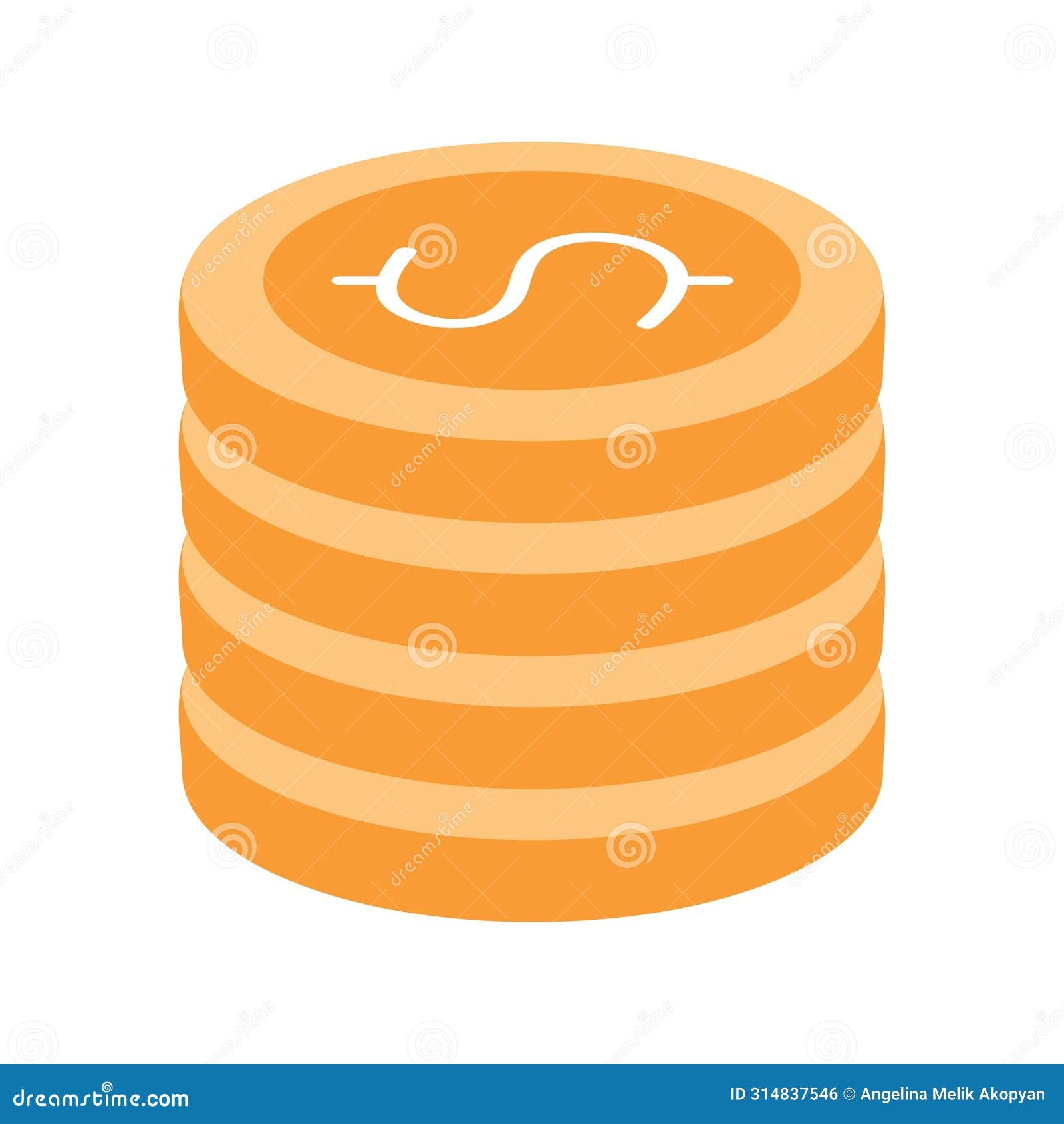 A Neat Stack of Orange Coins Arranged in Vertical Piles, Showcasing ...