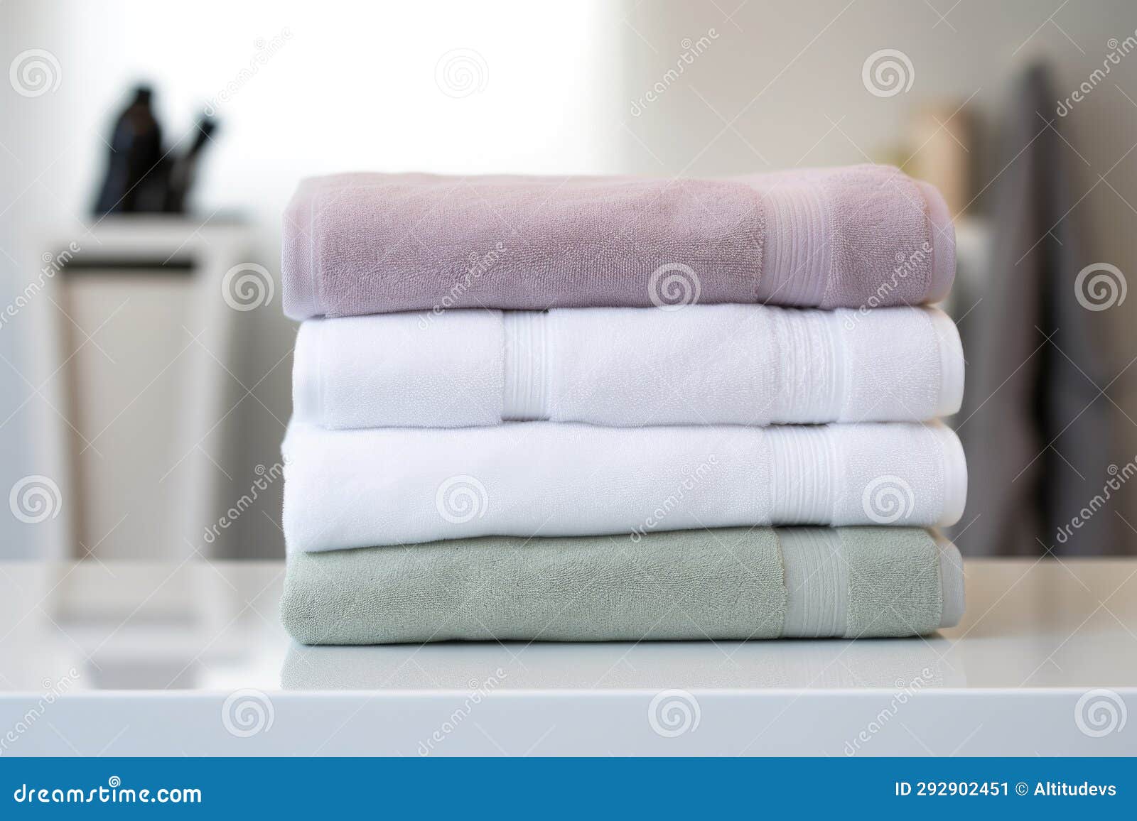 Neat Stack of Three Folded Towels on Bathroom Shelf Stock Image - Image ...