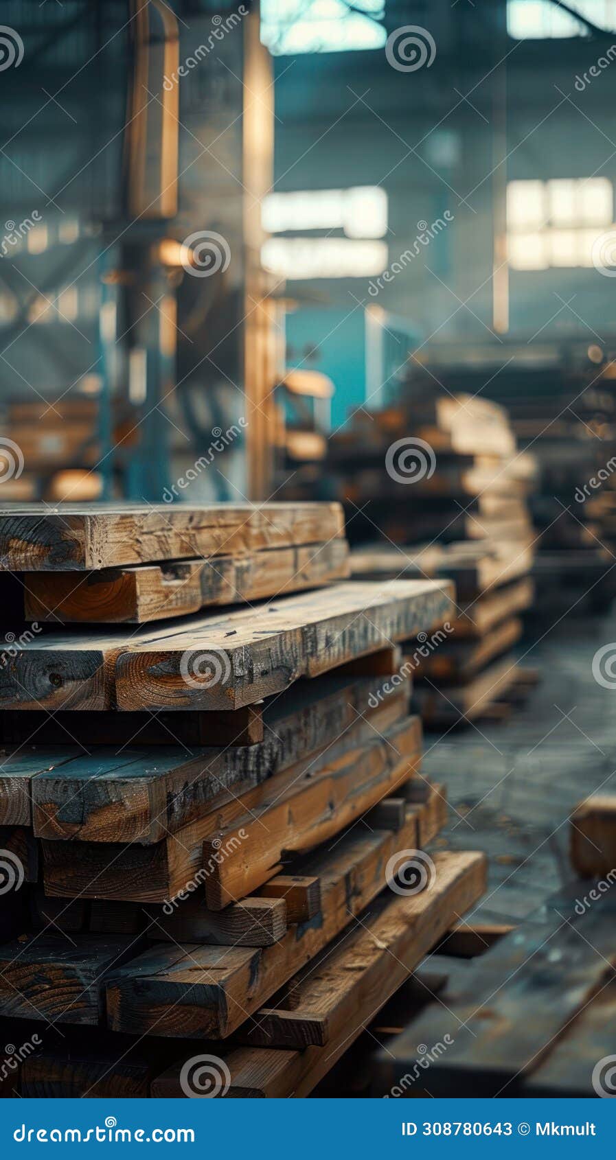 Stack of Wooden Planks in Warehouse Stock Image - Image of stockpile ...