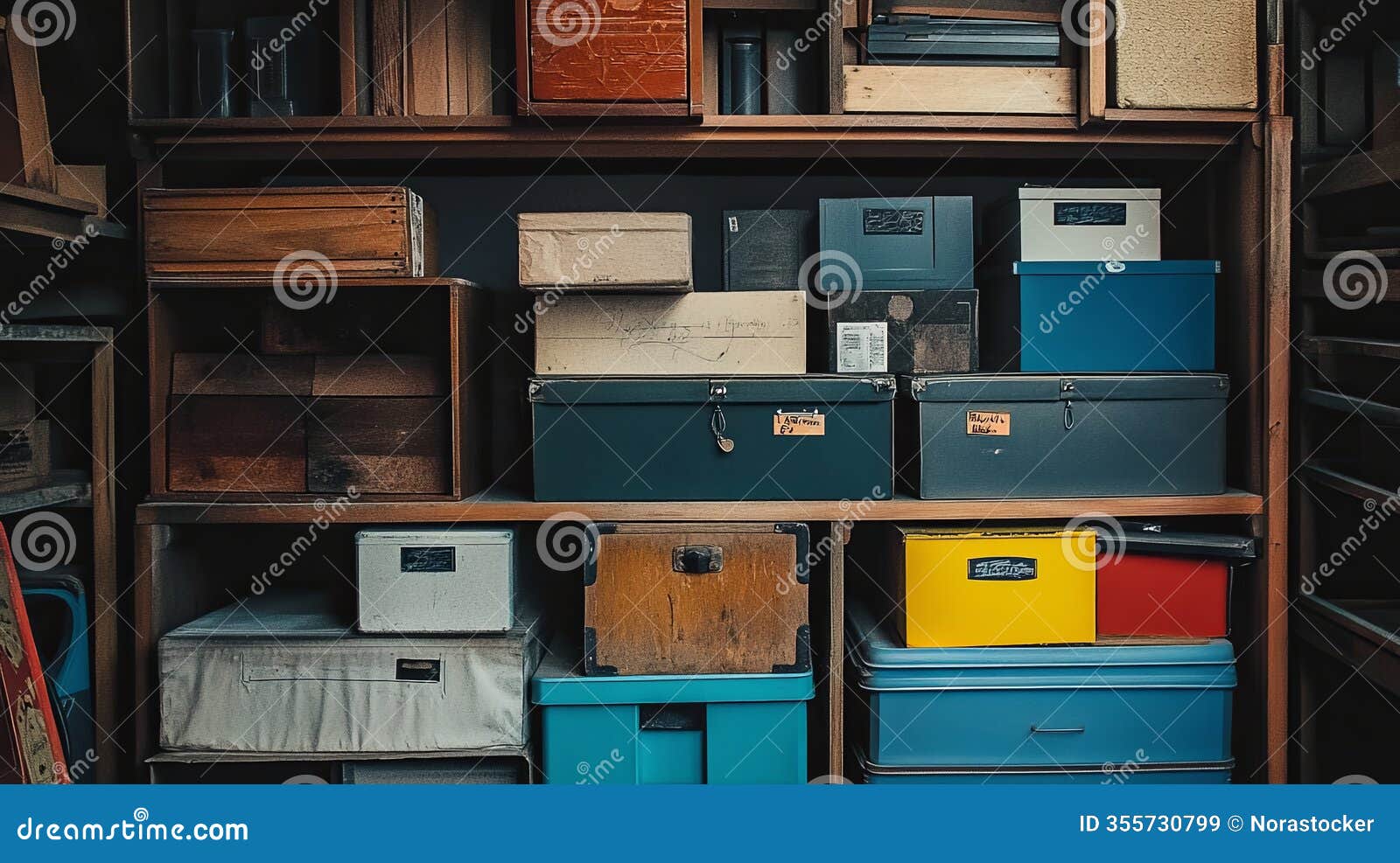 A Neat Storage Area with Labeled Boxes and Bins Ready for Organizing ...
