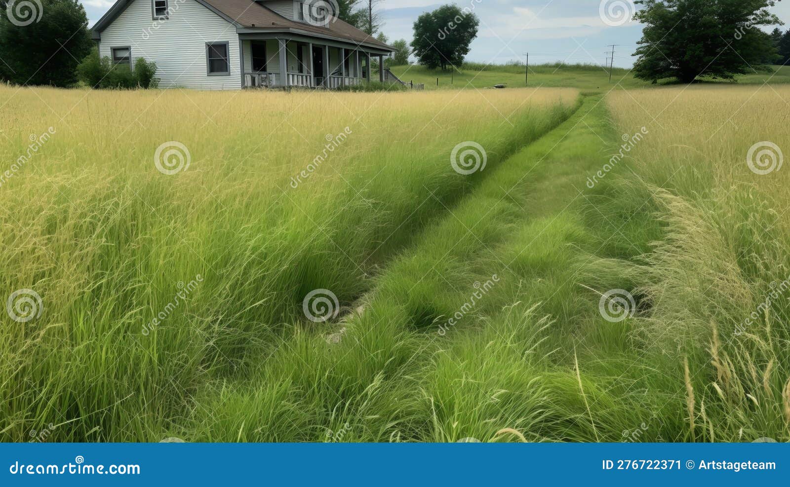 A Neat Swath of Buffalo Grass Edging a Side of the Property. AI ...