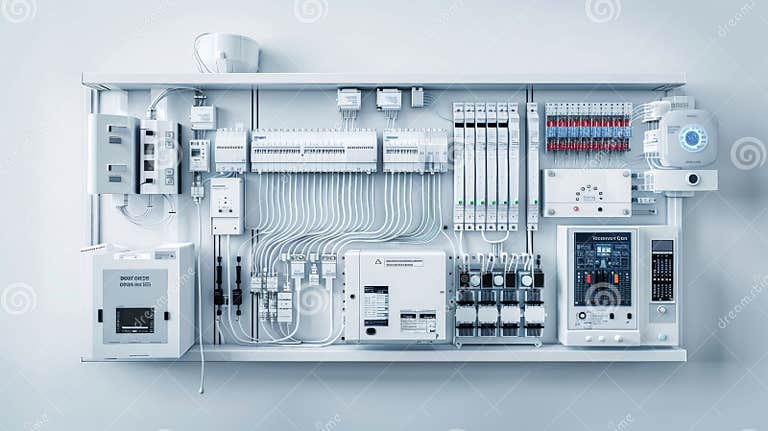 Neat White Home Electric Switchboard Design Stock Illustration ...