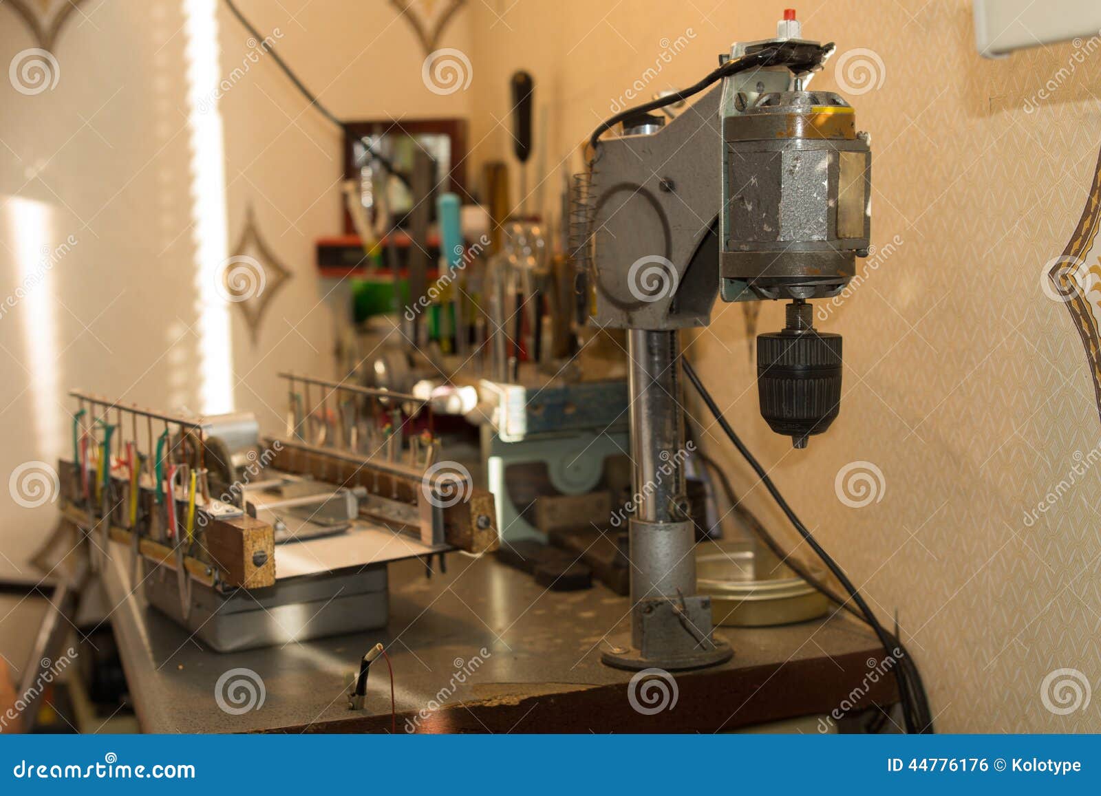 Neat Workbench with Model Making Tools Stock Photo - Image of machine ...