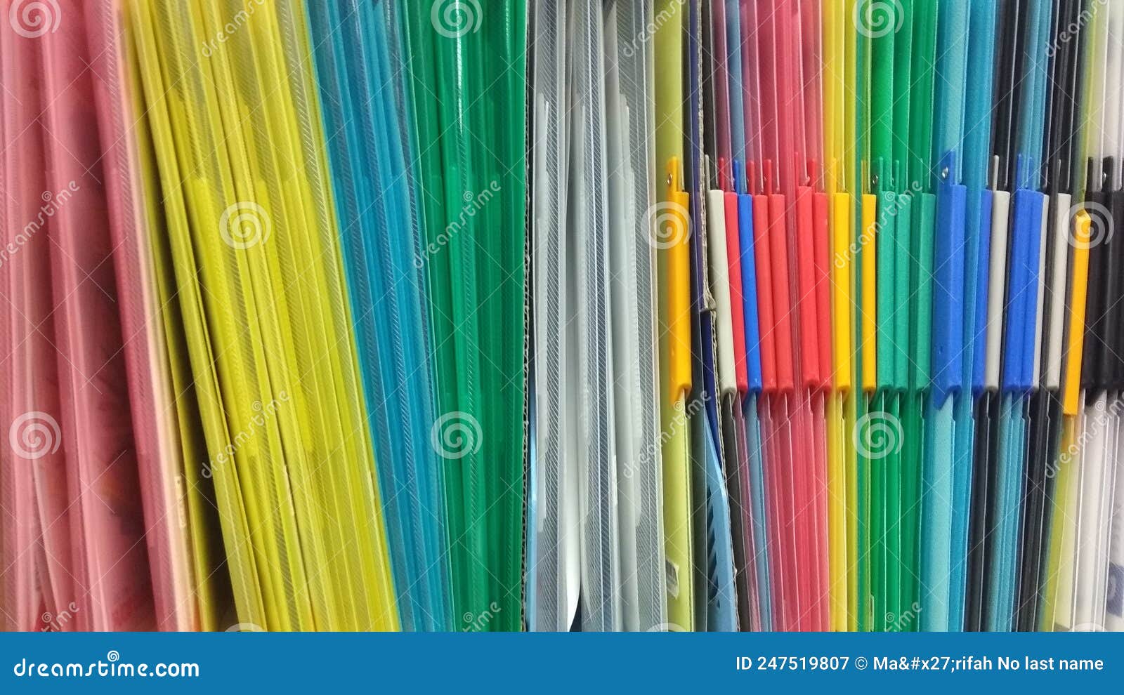 Neatly Arranged Colorful Folders in the Bookstore Stock Image - Image ...