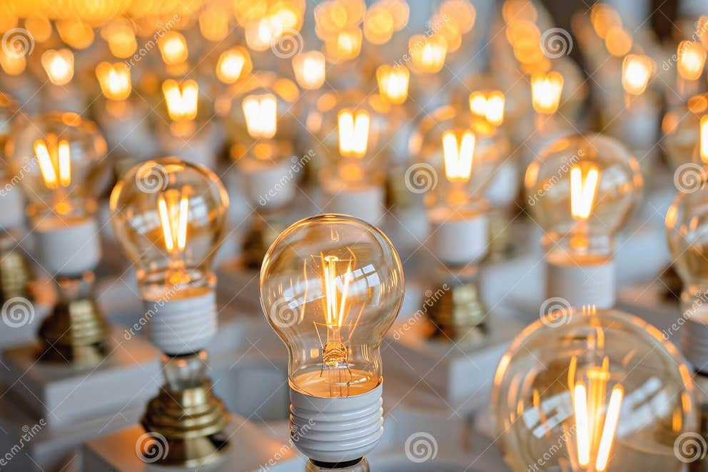 The Neatly Arranged Light Bulbs on the Table Add a Unique Decorative ...