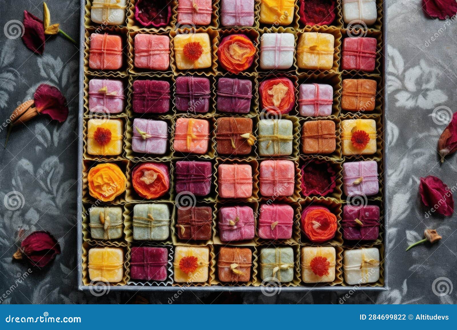Neatly Arranged Turkish Delights in a Gift Box Stock Photo - Image of ...