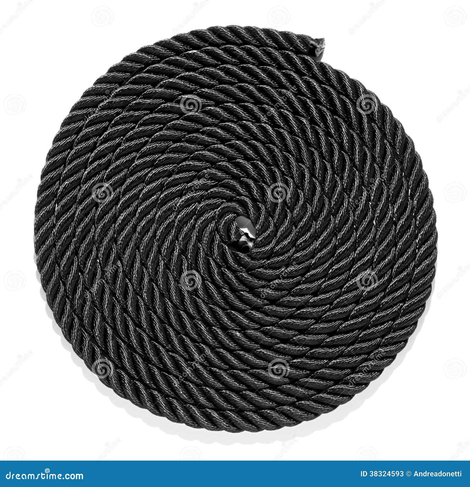 Neatly Coiled Braided Plaited Black Rope Stock Image - Image of circle ...