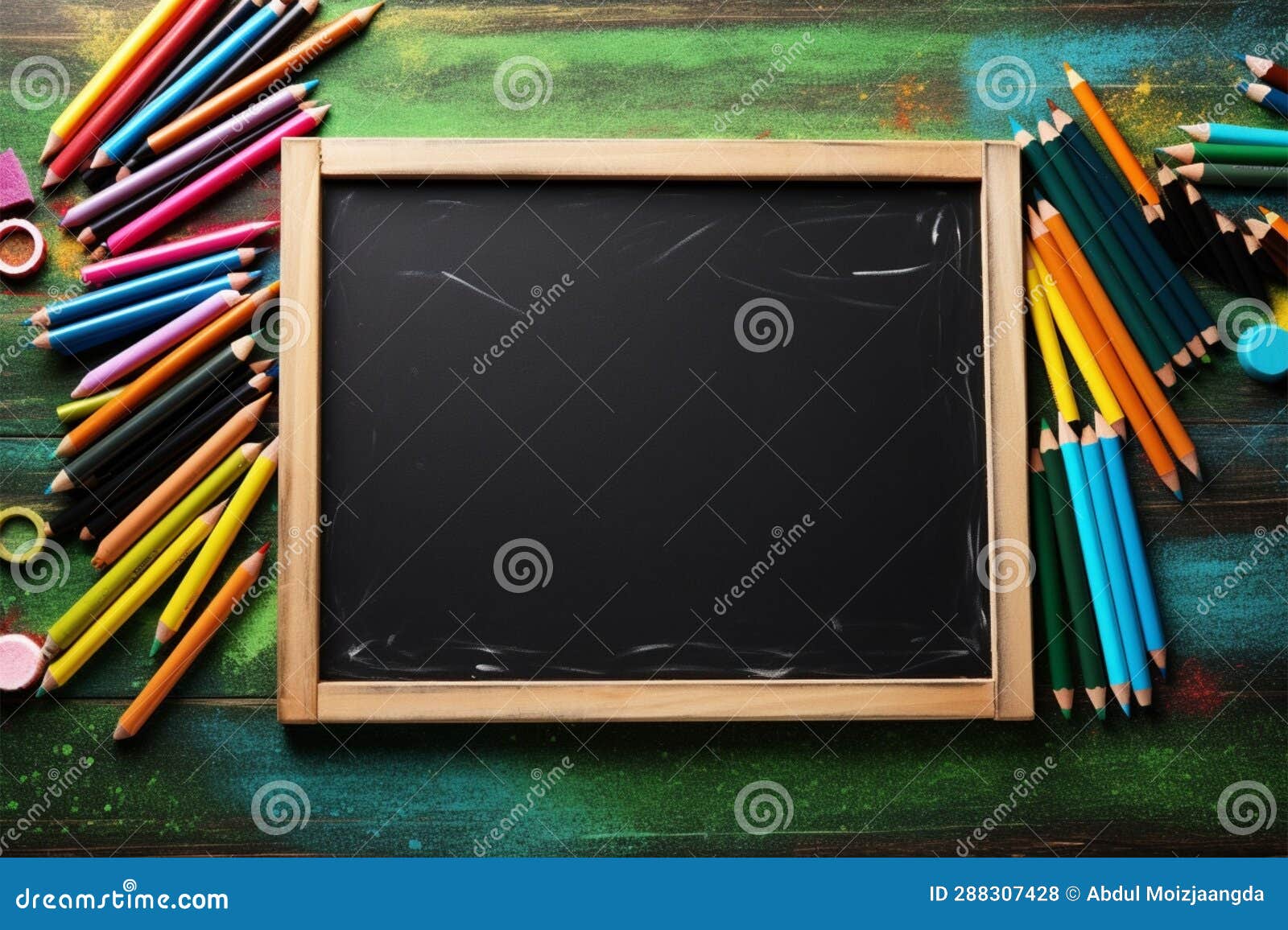 Neatly Organized School Tools Forming a Frame on Rustic Wood Stock ...