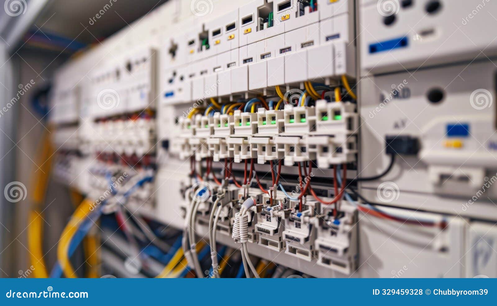 Neatly Organized White Electric Switchboard with Wires Stock ...