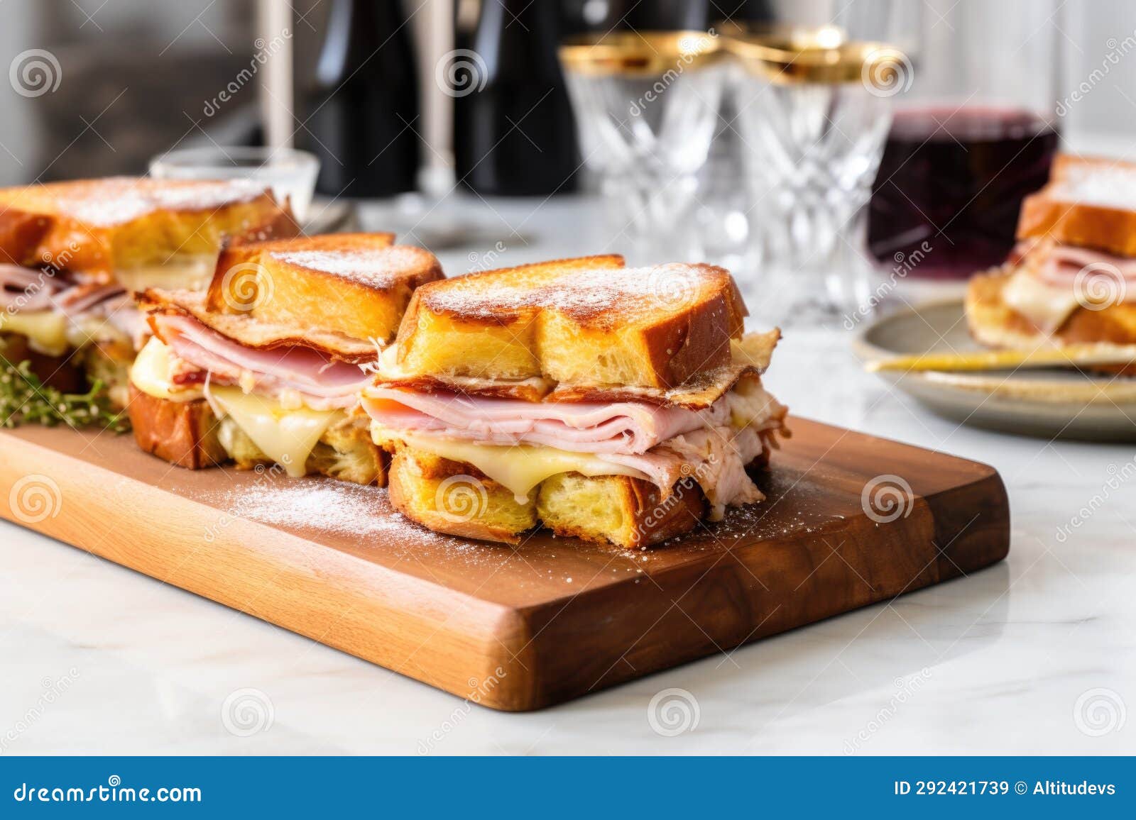 Neatly Placed Monte Cristo Sandwich on a Serving Tray Stock ...
