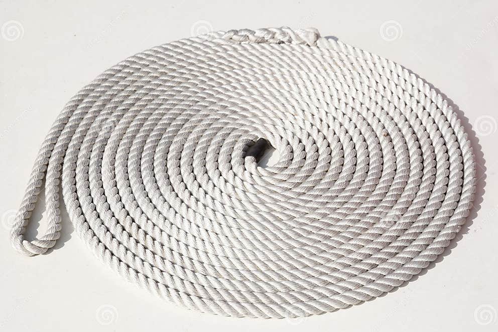 Neatly Rolled Up Rope on Deck of Boat Stock Image - Image of background ...