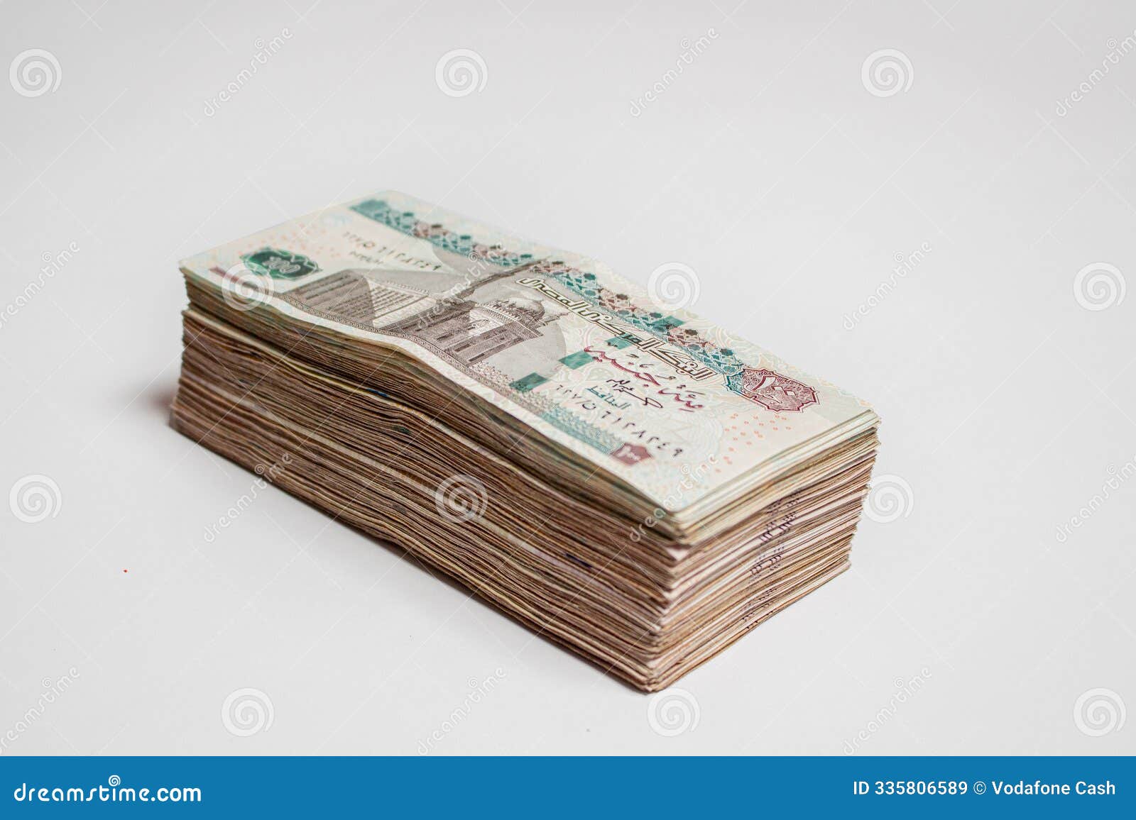 Egyptian 100 Pound Currency Bundles on White Background Stock Image ...