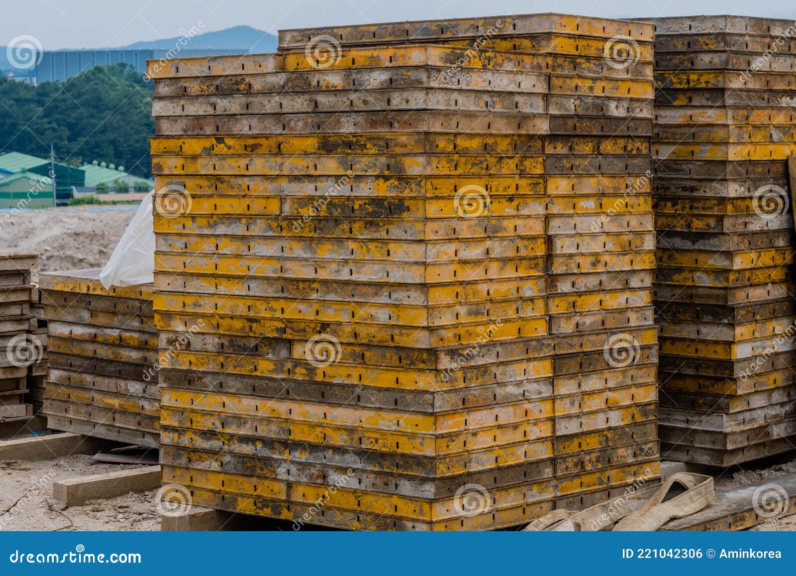 Neatly Stacked Metal Masonry Forms Stock Photo - Image of metal, house ...
