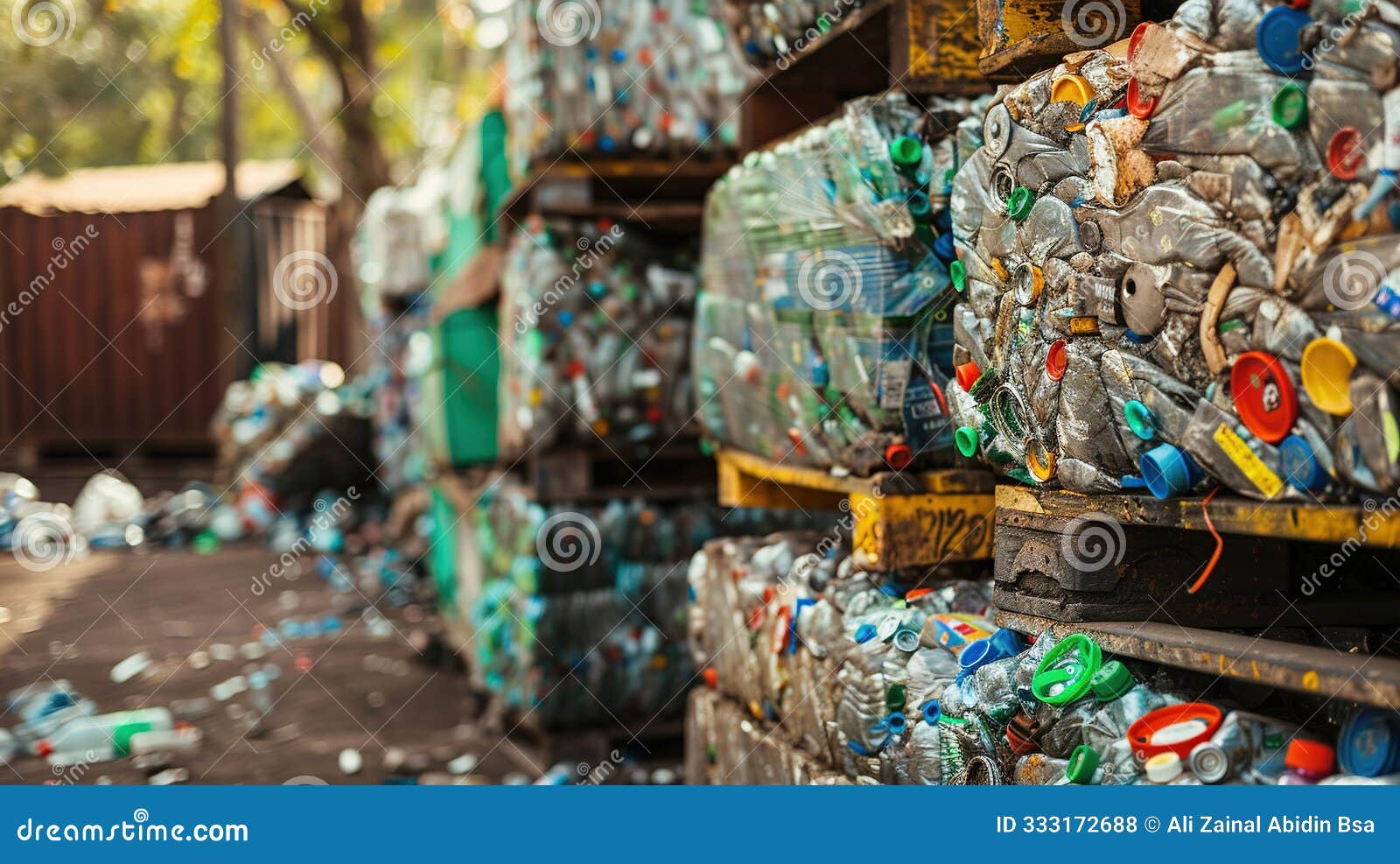 Neatly Stacked Plastic Bottles, Caps, and Containers Stock Illustration ...
