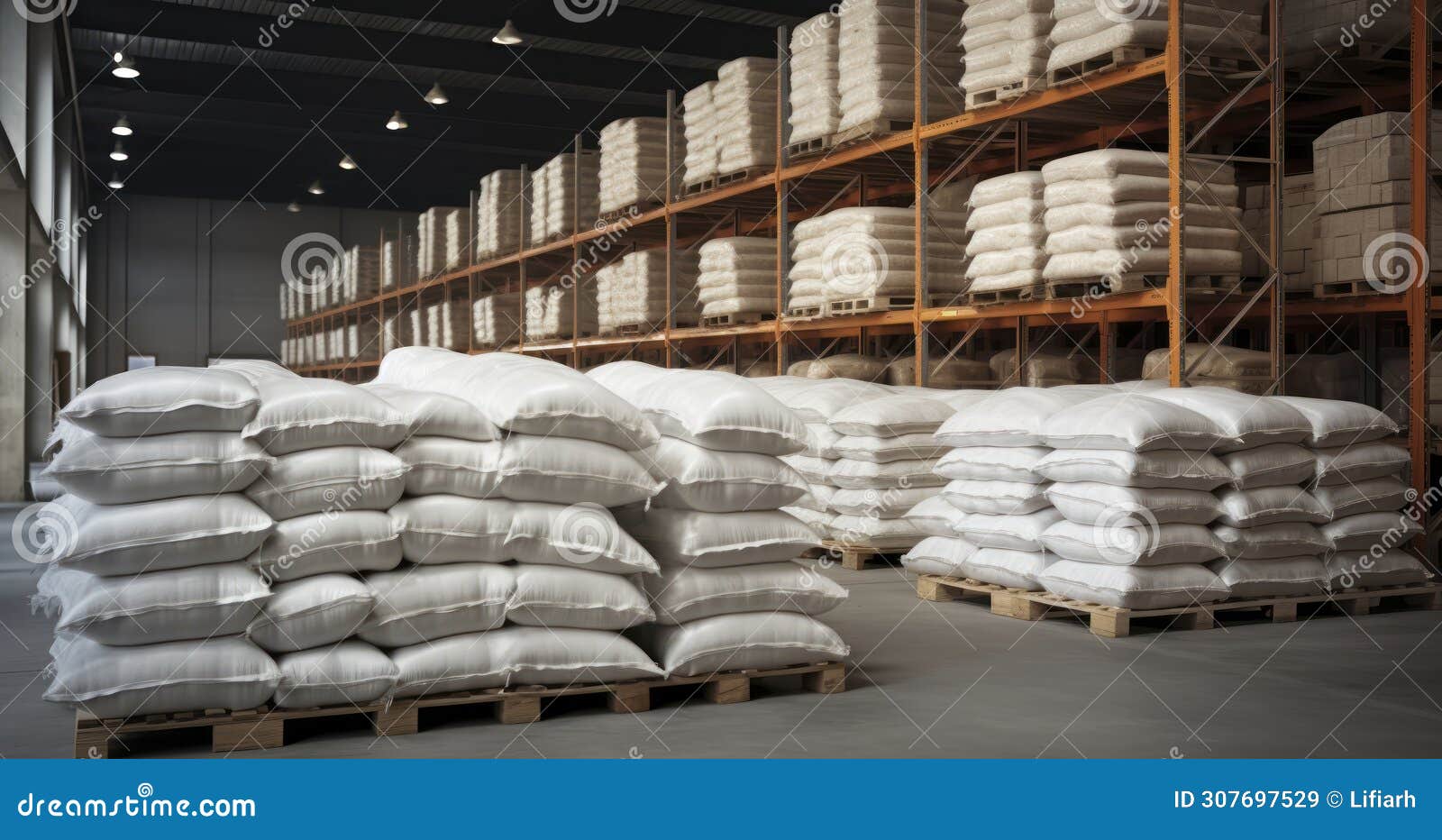Neatly Stacked Sacks of Goods Enhancing the Modern Warehouse S Storage ...