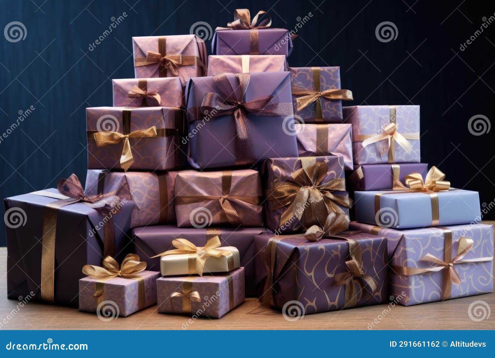 Neatly Wrapped Gift Boxes Stacked in Different Sizes Stock Photo ...