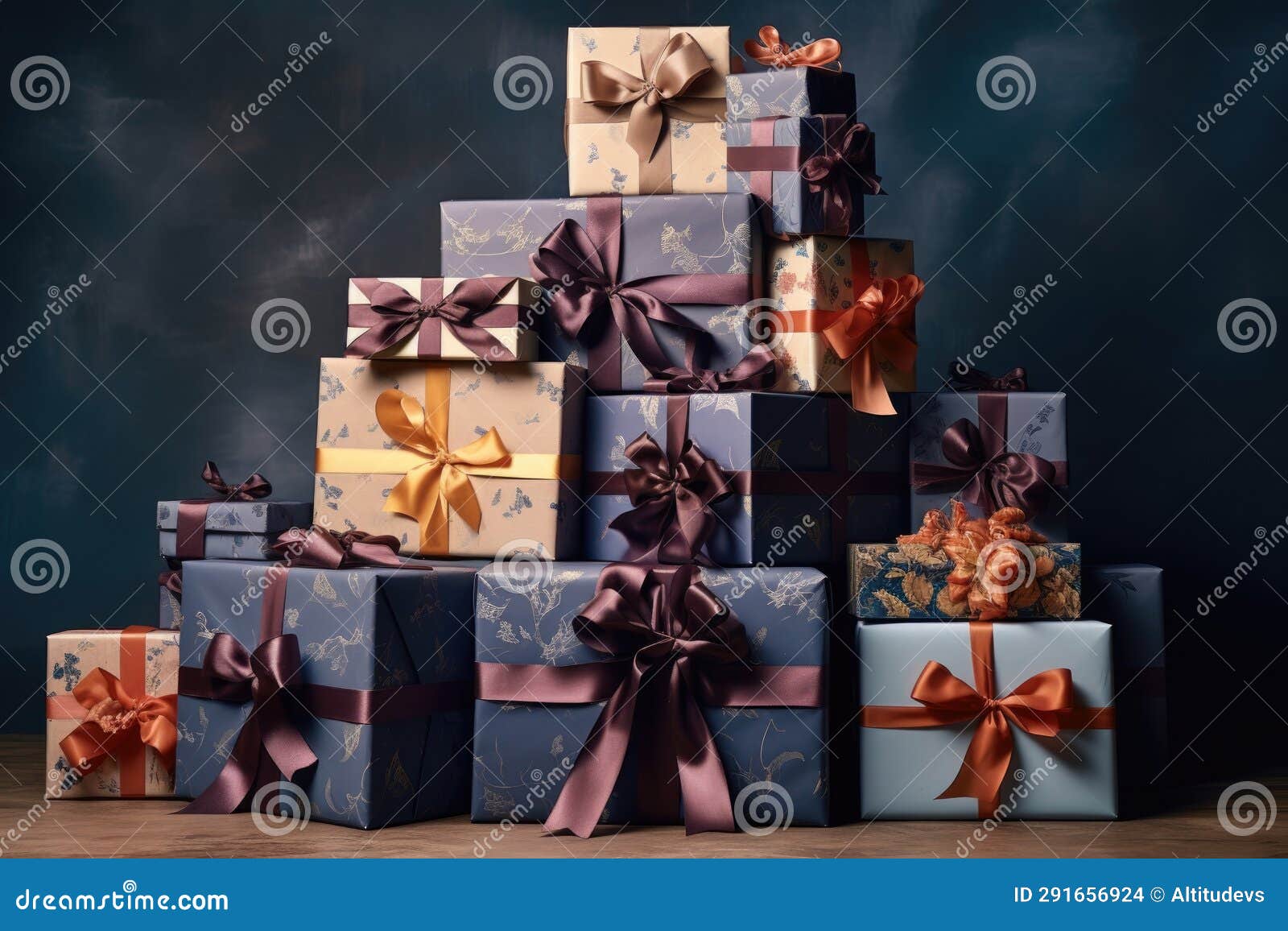 Neatly Wrapped Gift Boxes Stacked in Different Sizes Stock Photo ...