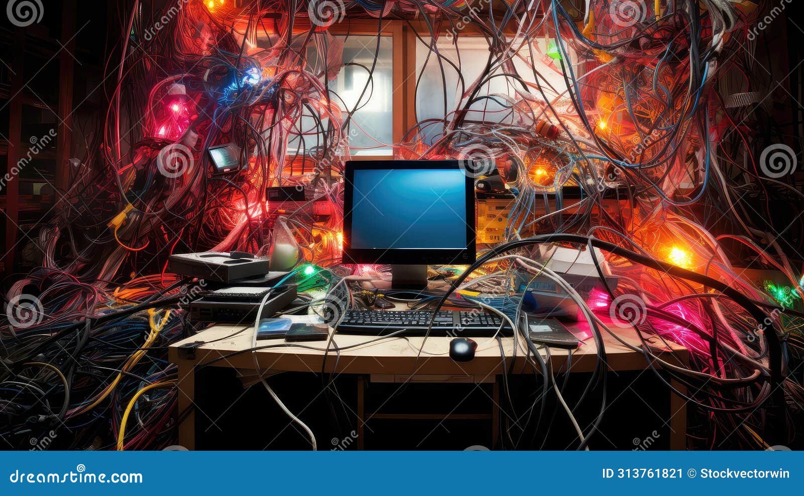 Neatness cabling stock illustration. Illustration of lengths - 313761821