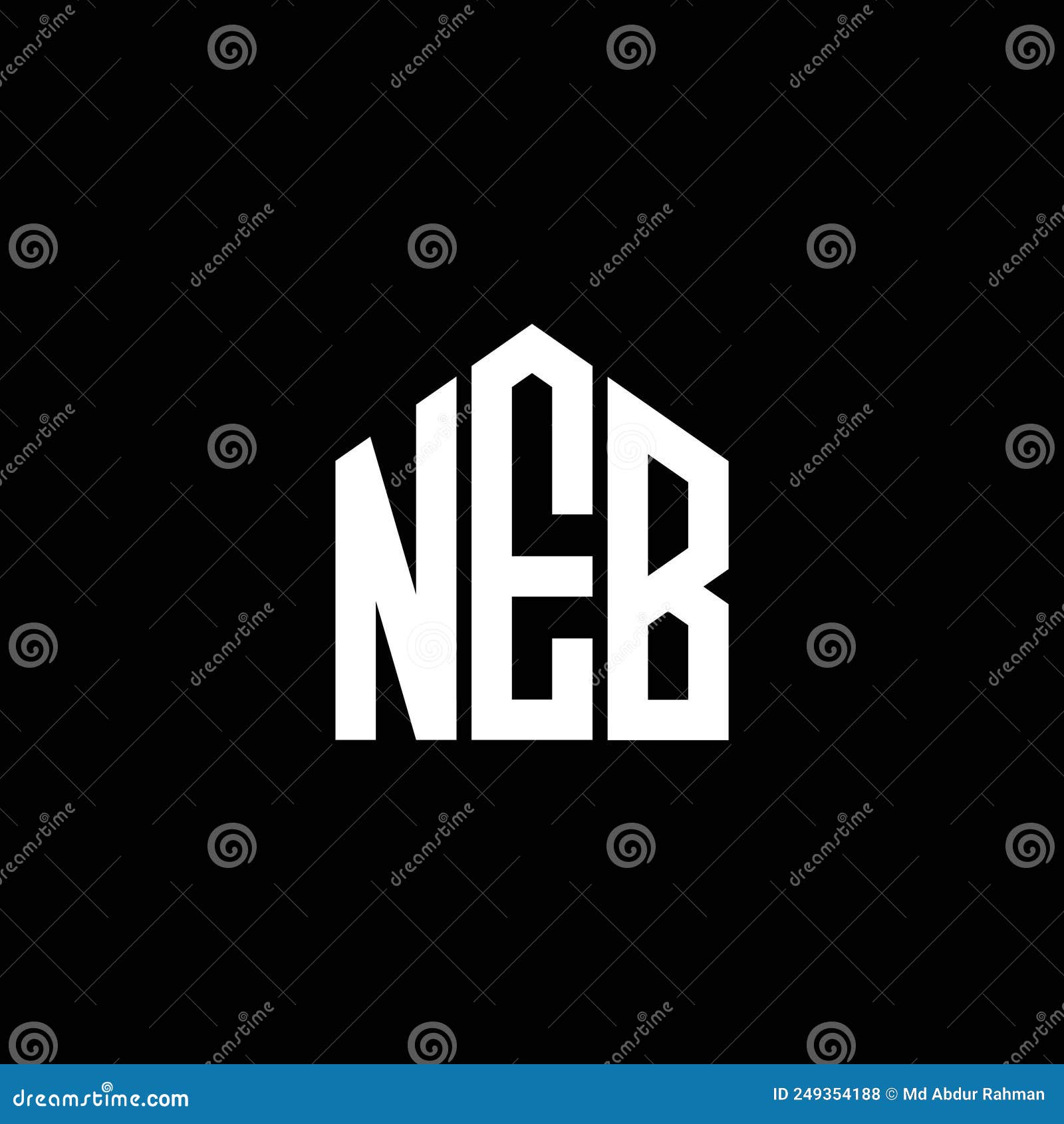 NEB Letter Logo Design on BLACK Background. NEB Creative Initials ...