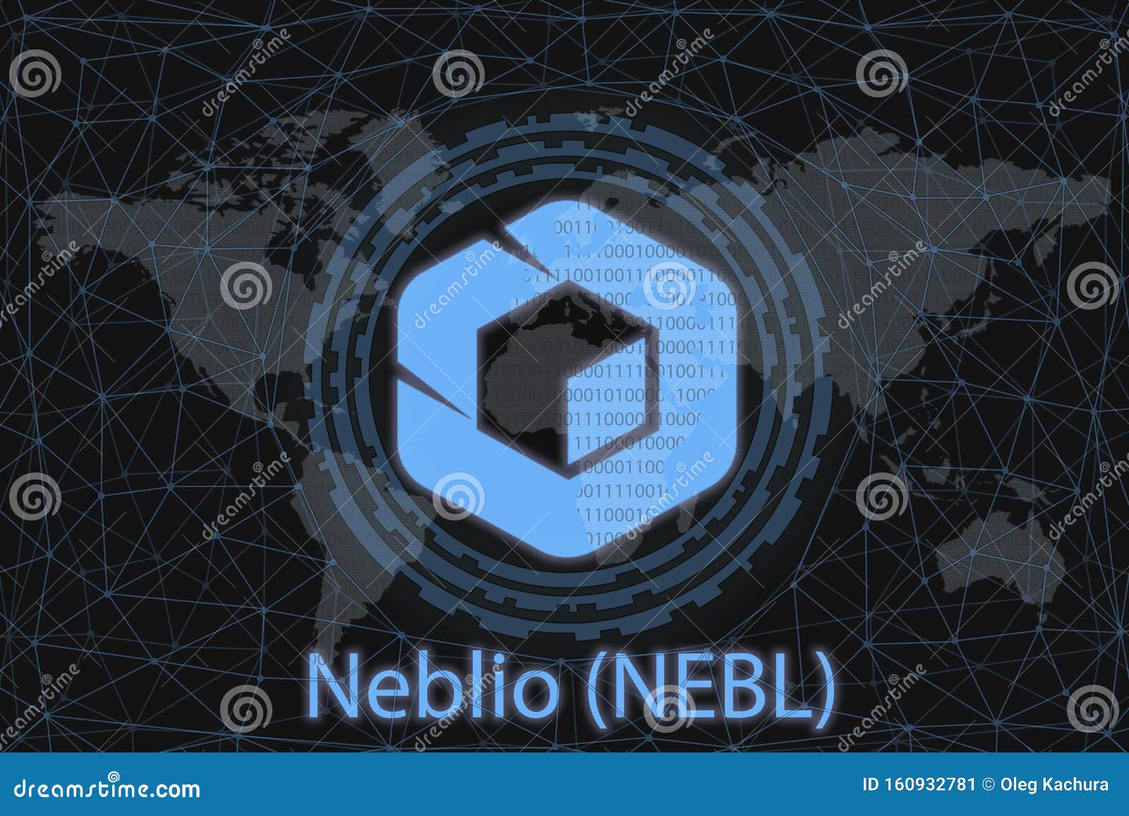 Neblio NEBL Abstract Cryptocurrency. with a Dark Background and a World ...