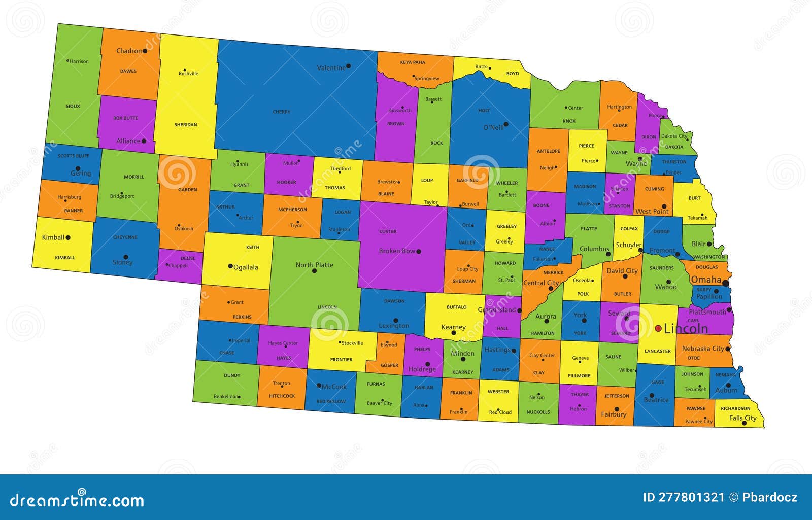 Colorful Nebraska Political Map With Clearly Labeled, Separated Layers ...