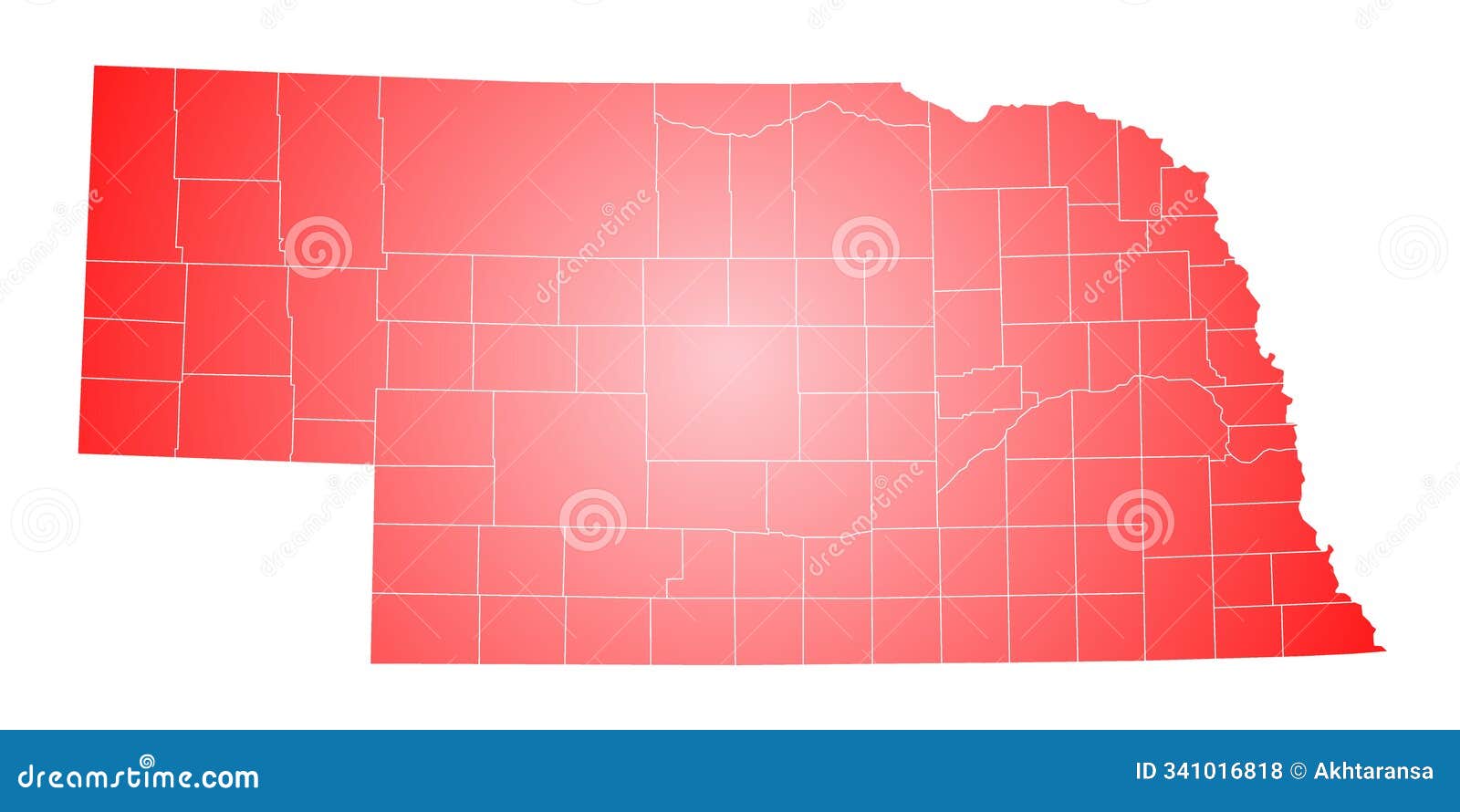 Nebraska Administrative Map. Counties Map Of Nebraska, Blank Map, Empty ...