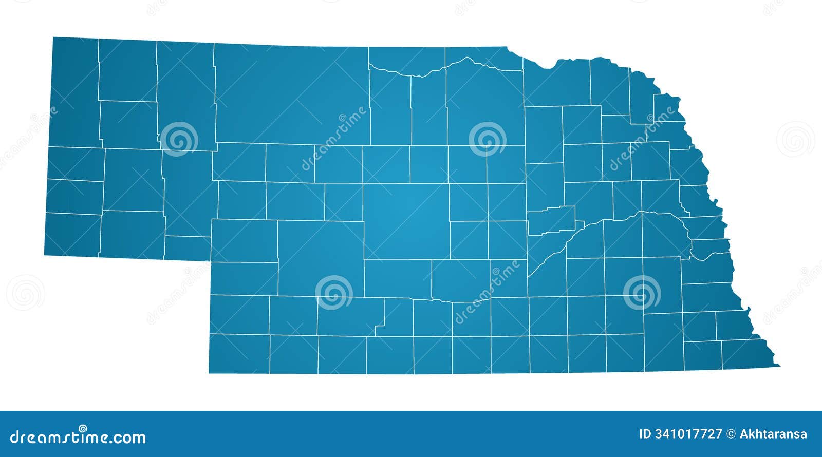 Nebraska Administrative Map. Counties Map Of Nebraska, Blank Map, Empty ...