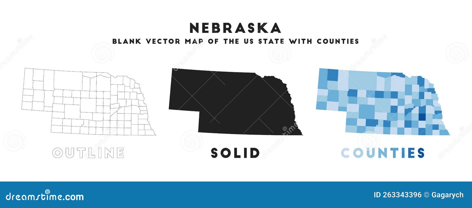 Nebraska map. stock vector. Illustration of northern - 263343396